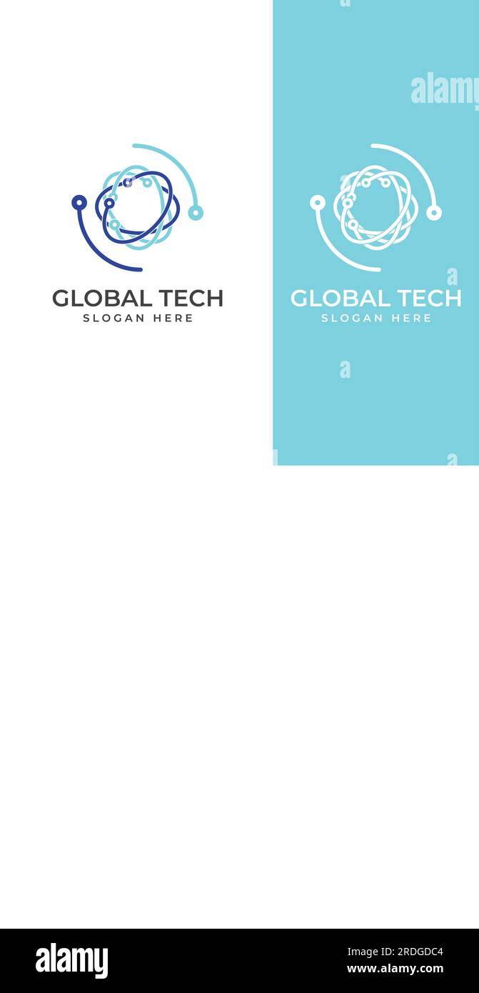 Logo of modern digital tech world, global or tech planet, and digital ...