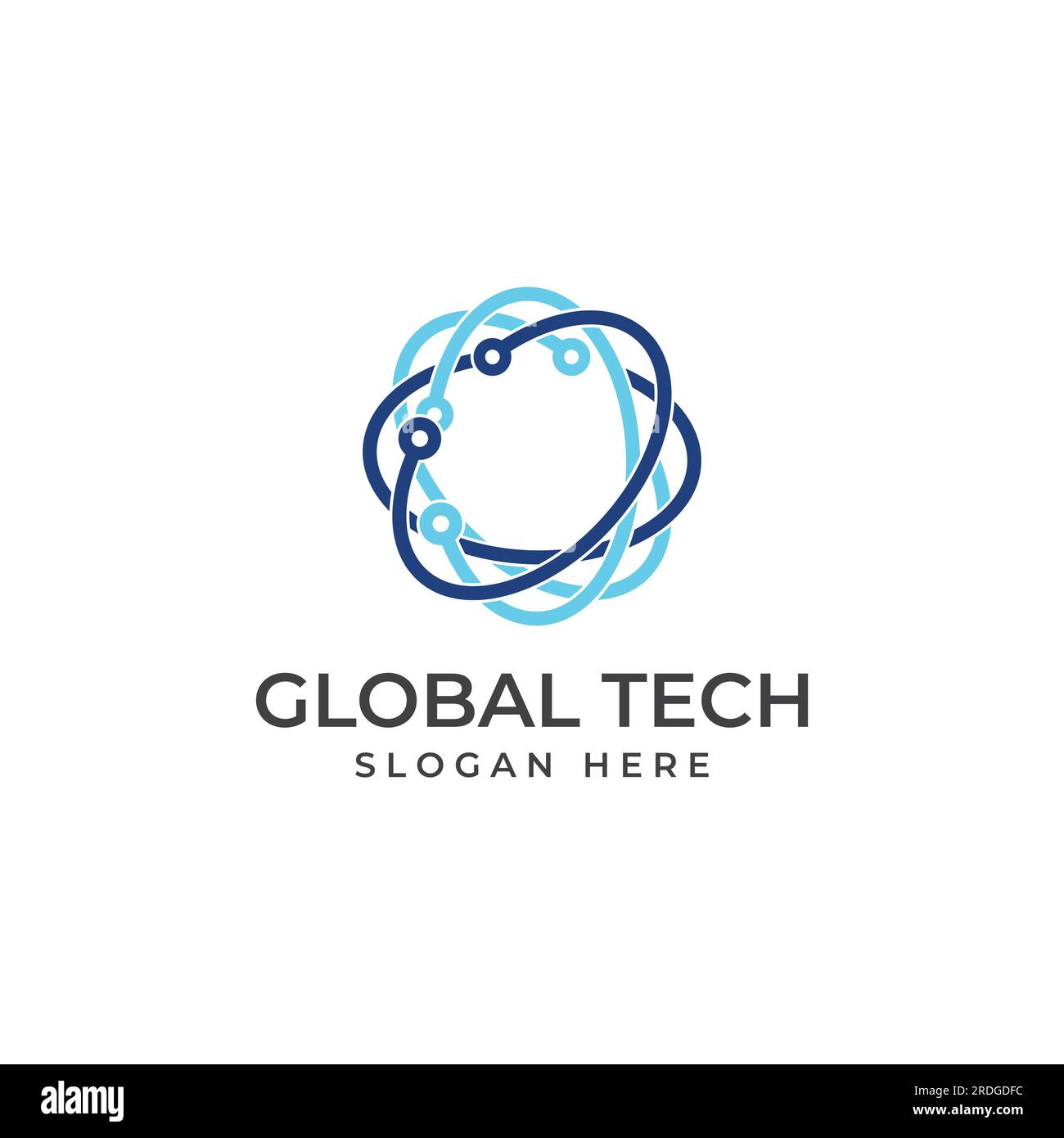 Logo of modern digital tech world, global or tech planet, and digital ...