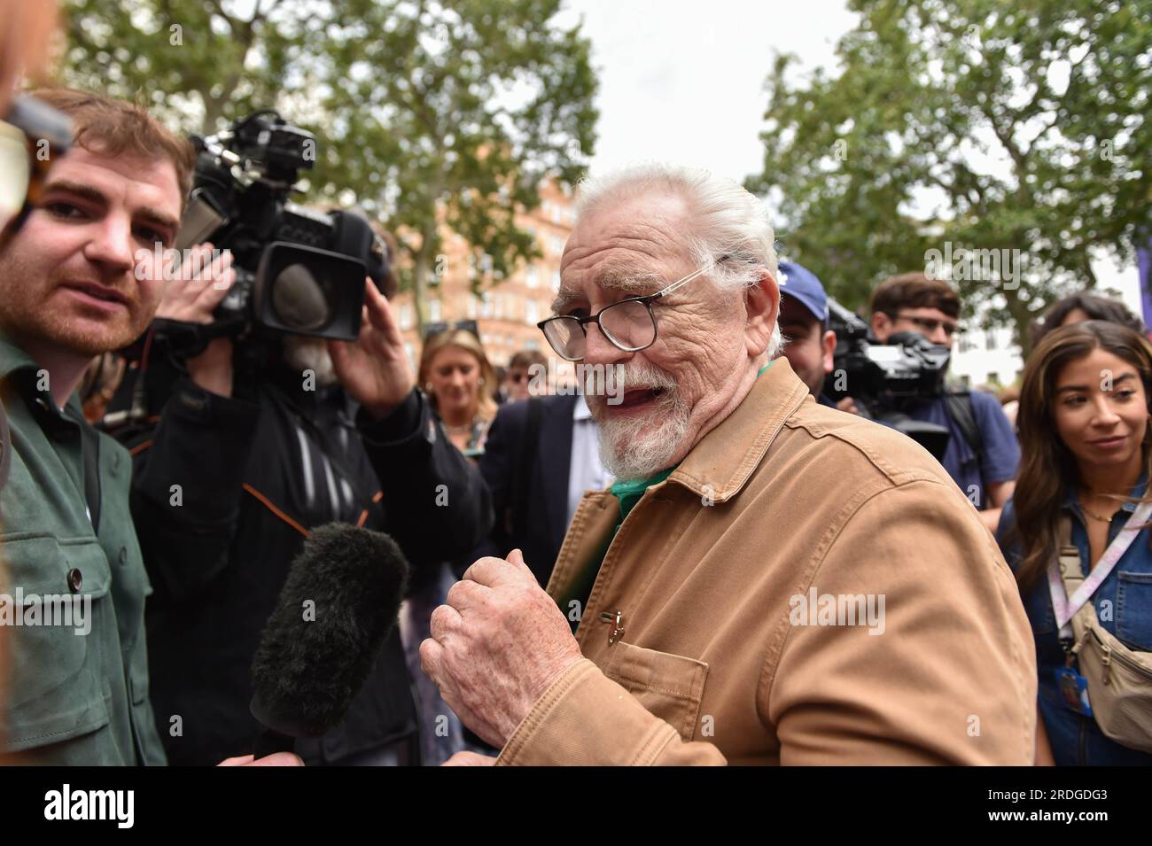 London, England, UK. 21st July, 2023. Actor BRIAN COX seen at a protest ...