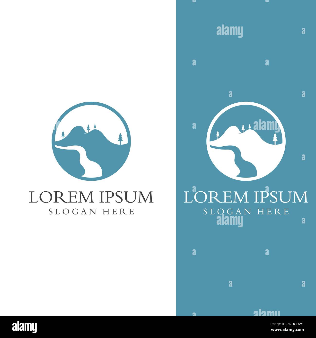 Logos of rivers, creeks, riverbanks and streams. River logo with ...