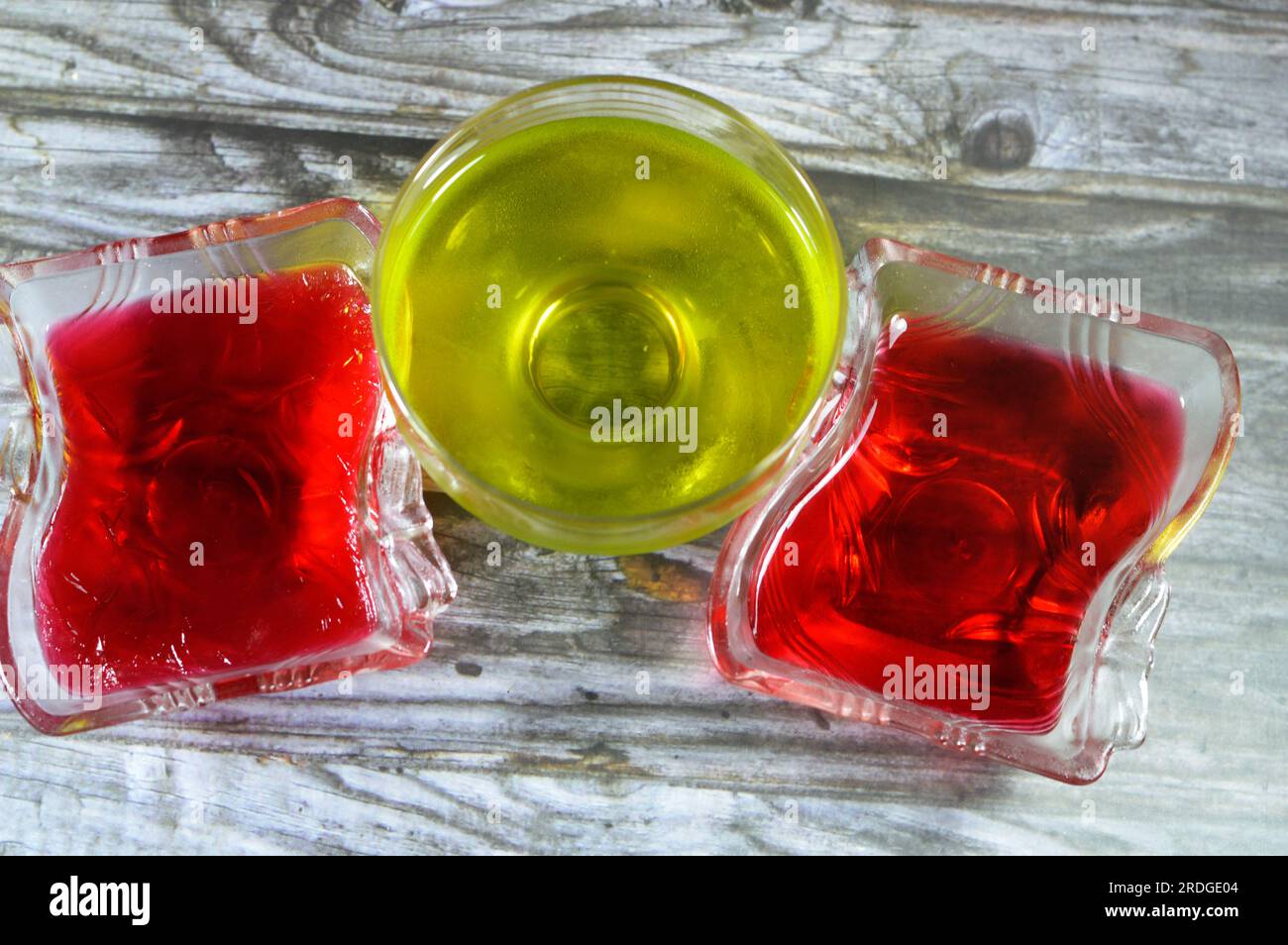 Delicious sweet green and red jelly pudding pineapple and strawberry ...