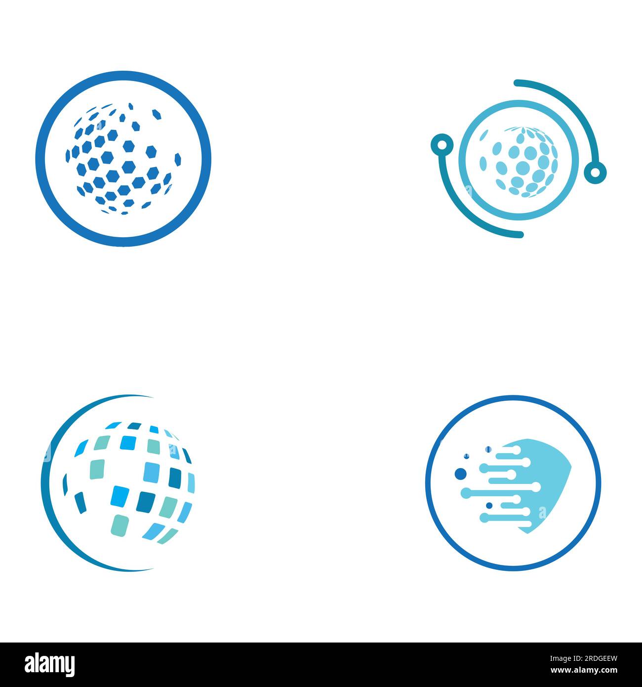 Logo of modern digital tech world, global or tech planet, and digital ...