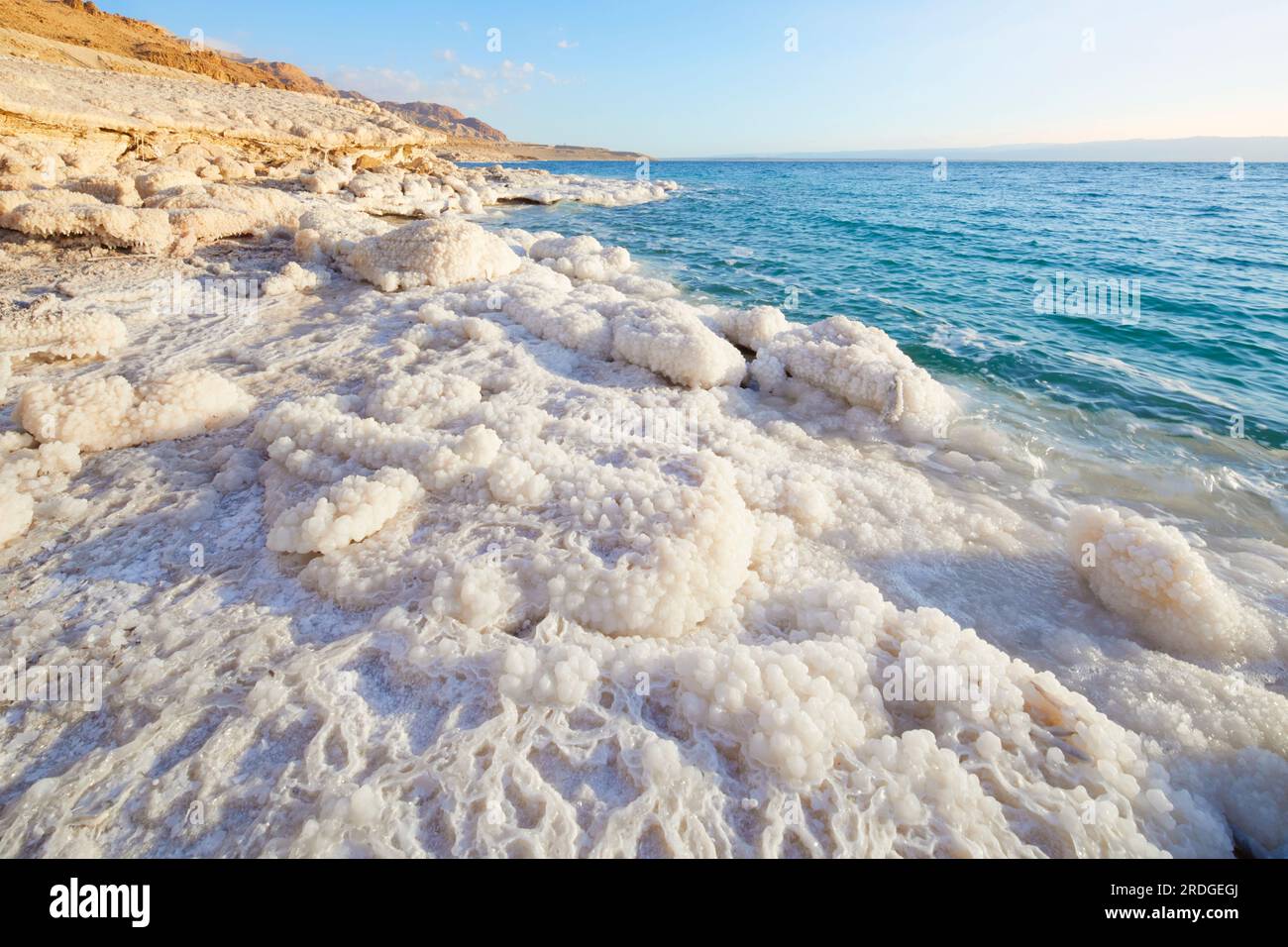 Salt deposits on the shoreline, The Dead Sea, Jordan Stock Photo - Alamy