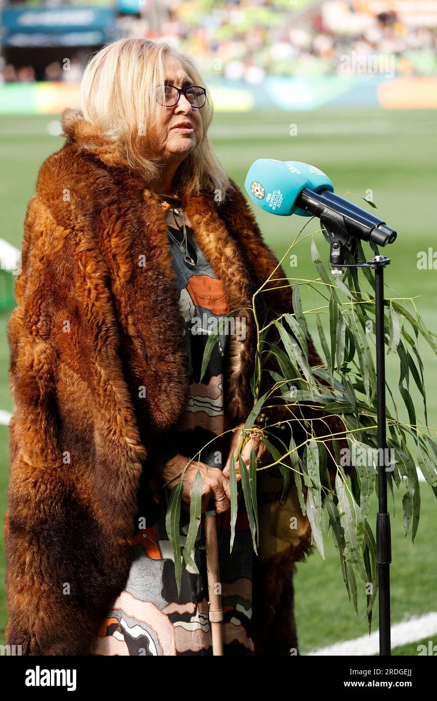 Melbourne, Australia. 21st July, 2023. Wurundjeri elder Aunty Joy ...