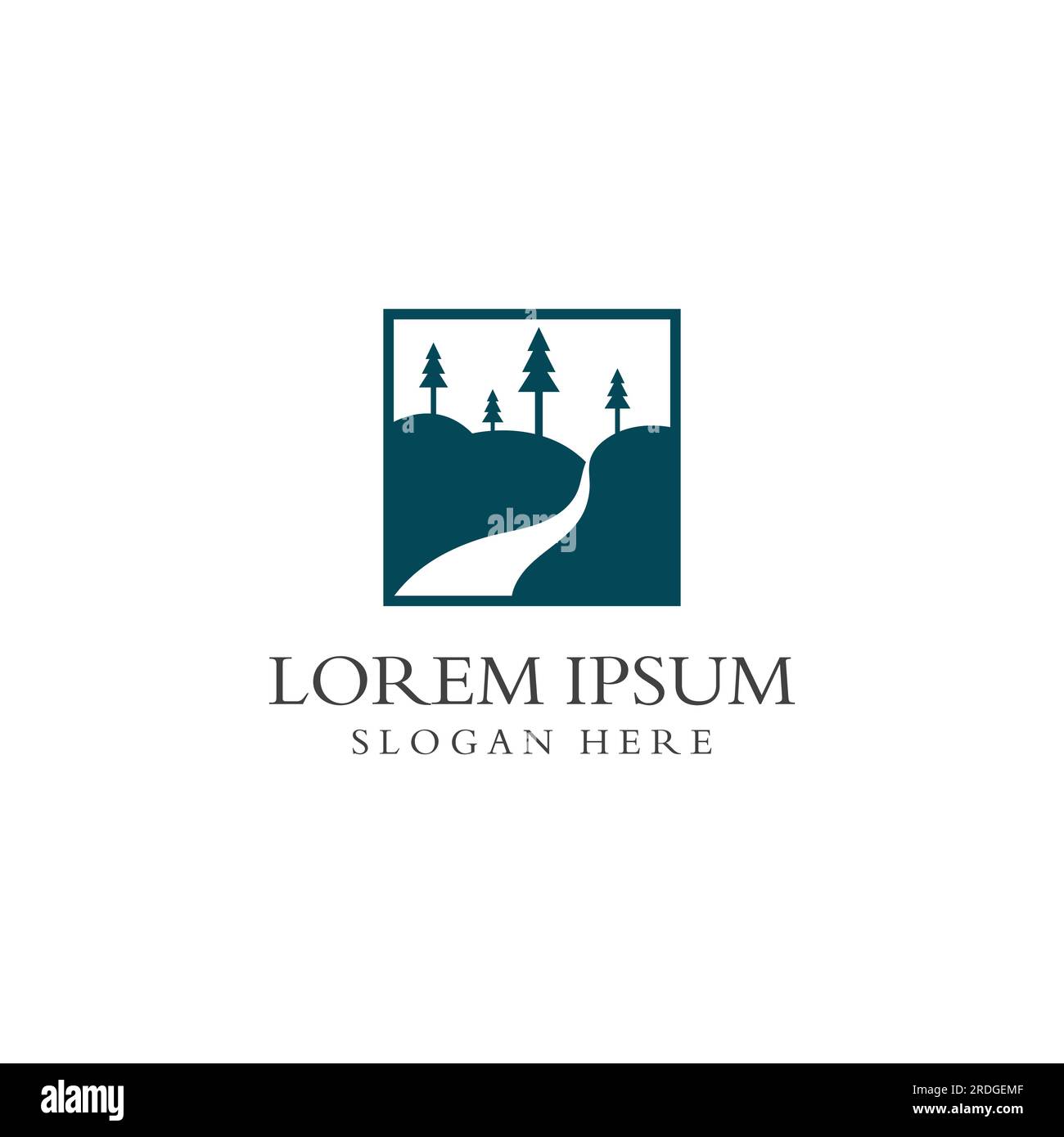 Logos of rivers, creeks, riverbanks and streams. River logo with ...