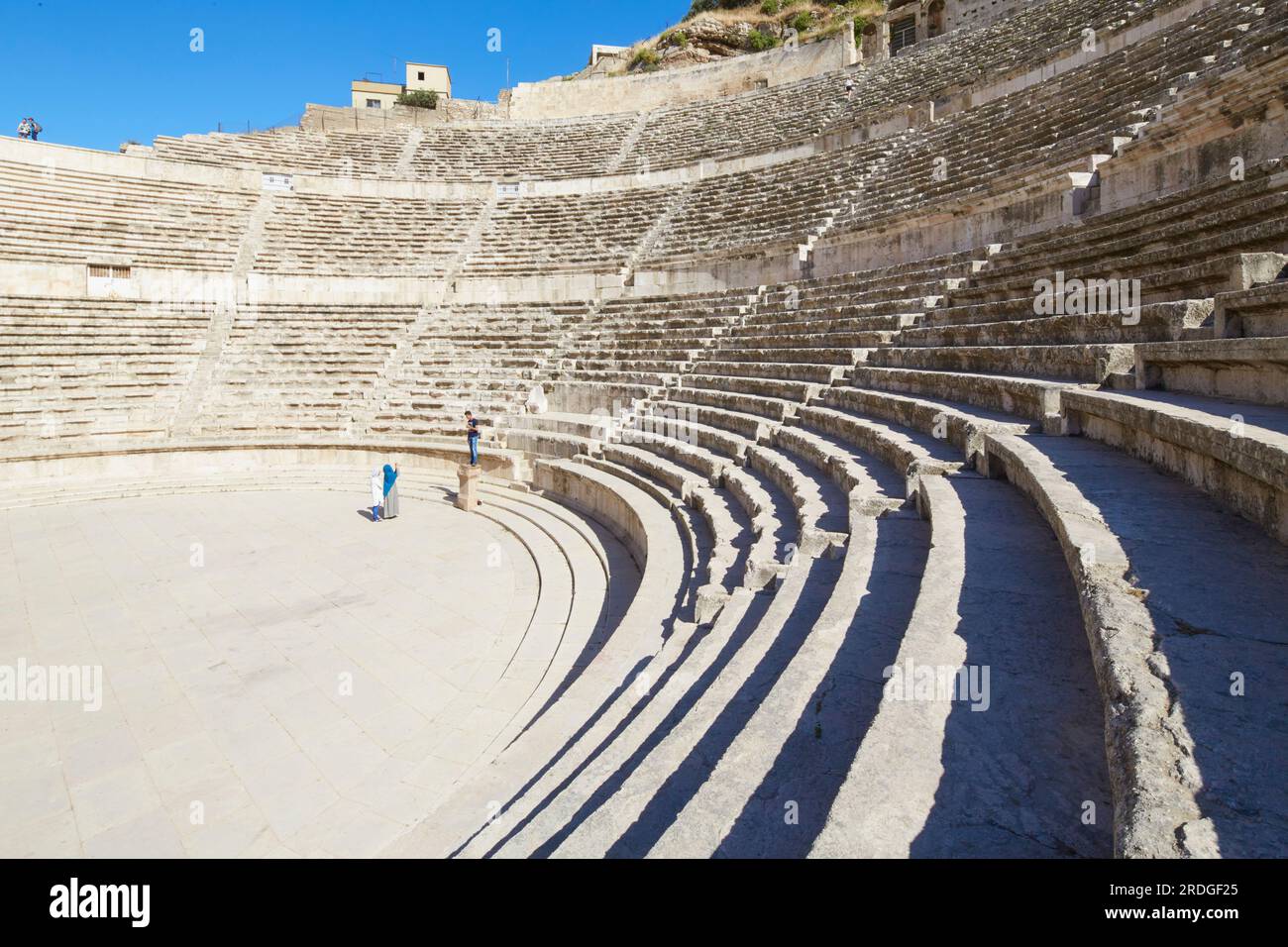 Roman Amphitheatre and Amman city, Citadel, Amman, Jordan Stock Photo ...