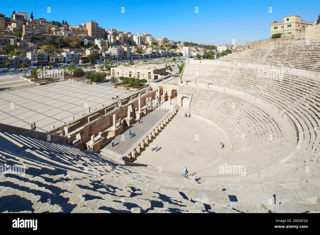Roman Amphitheatre and Amman city, Citadel, Amman, Jordan Stock Photo ...