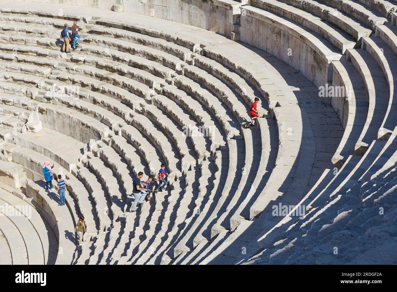 Roman Amphitheatre and Amman city, Citadel, Amman, Jordan Stock Photo ...