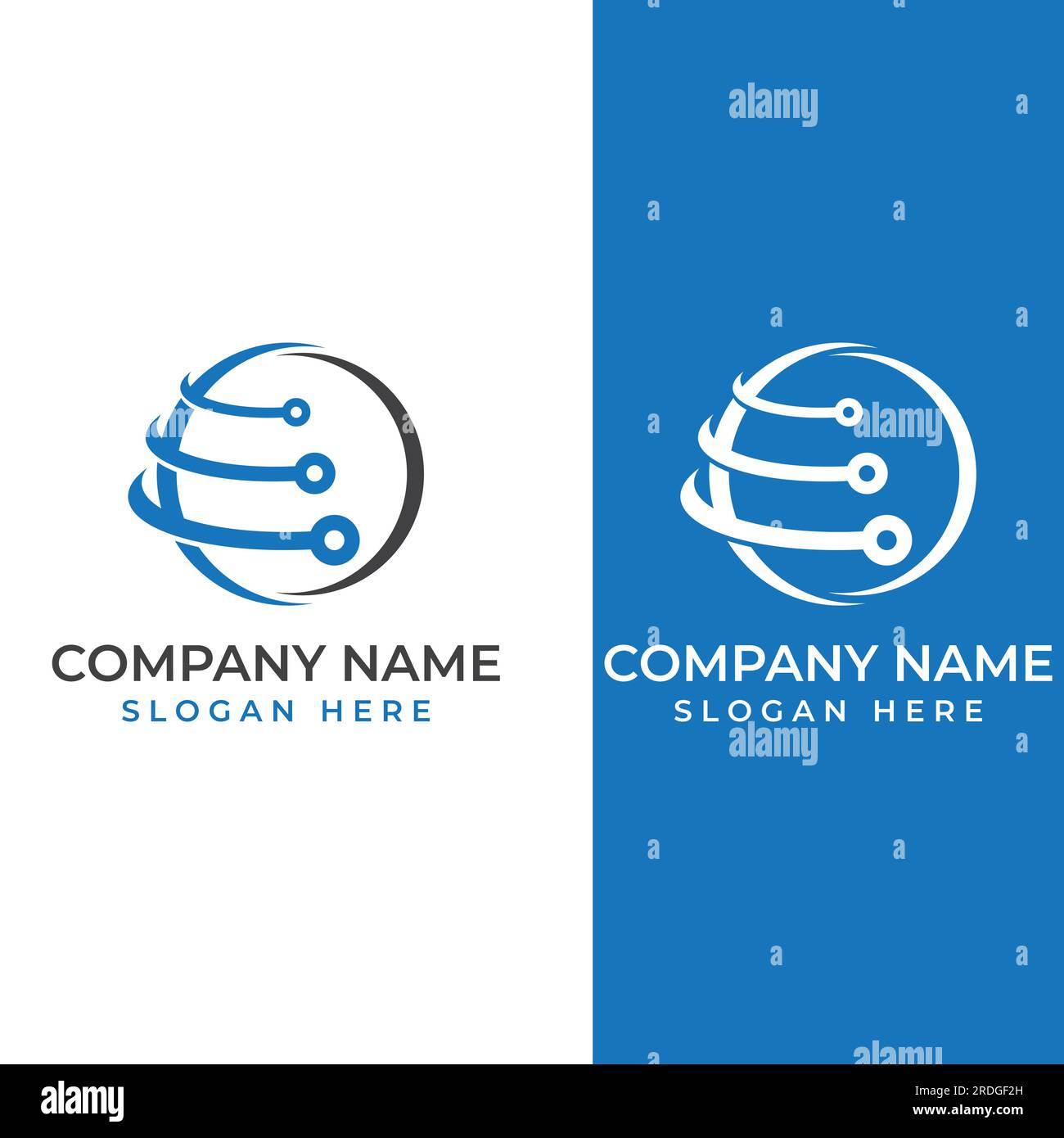 Logo of modern digital tech world, global or tech planet, and digital ...