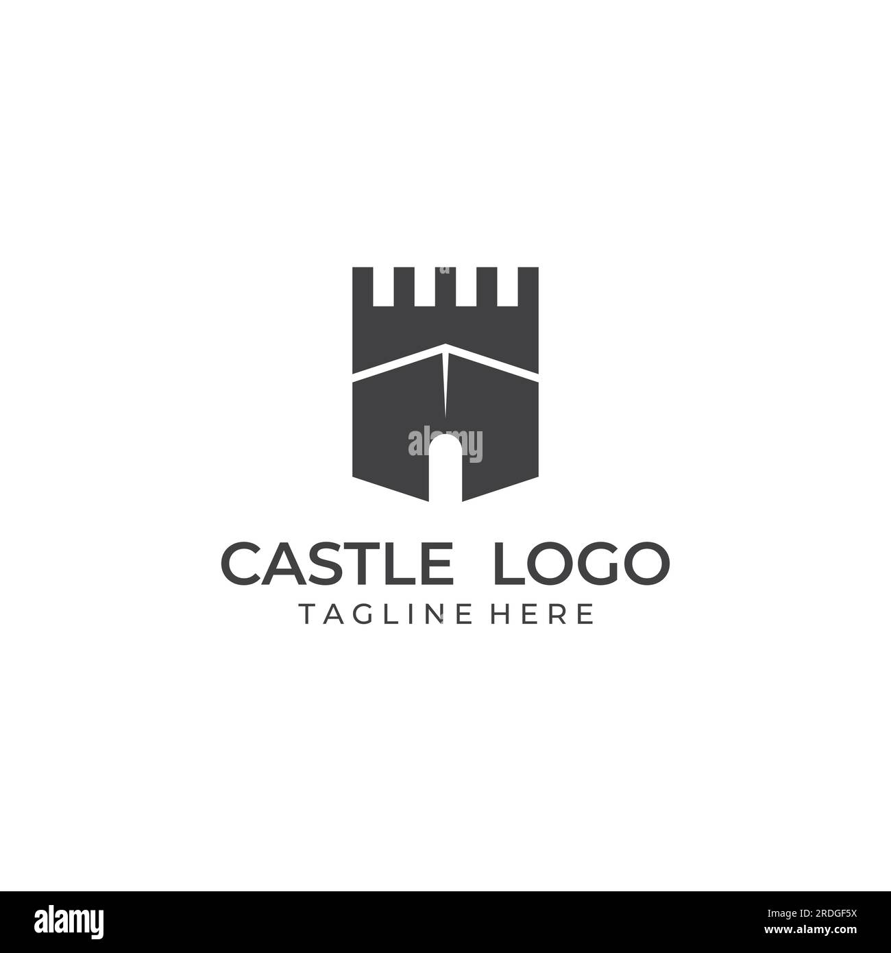 Castle logo silhouette, castle logo with shield combination Stock ...