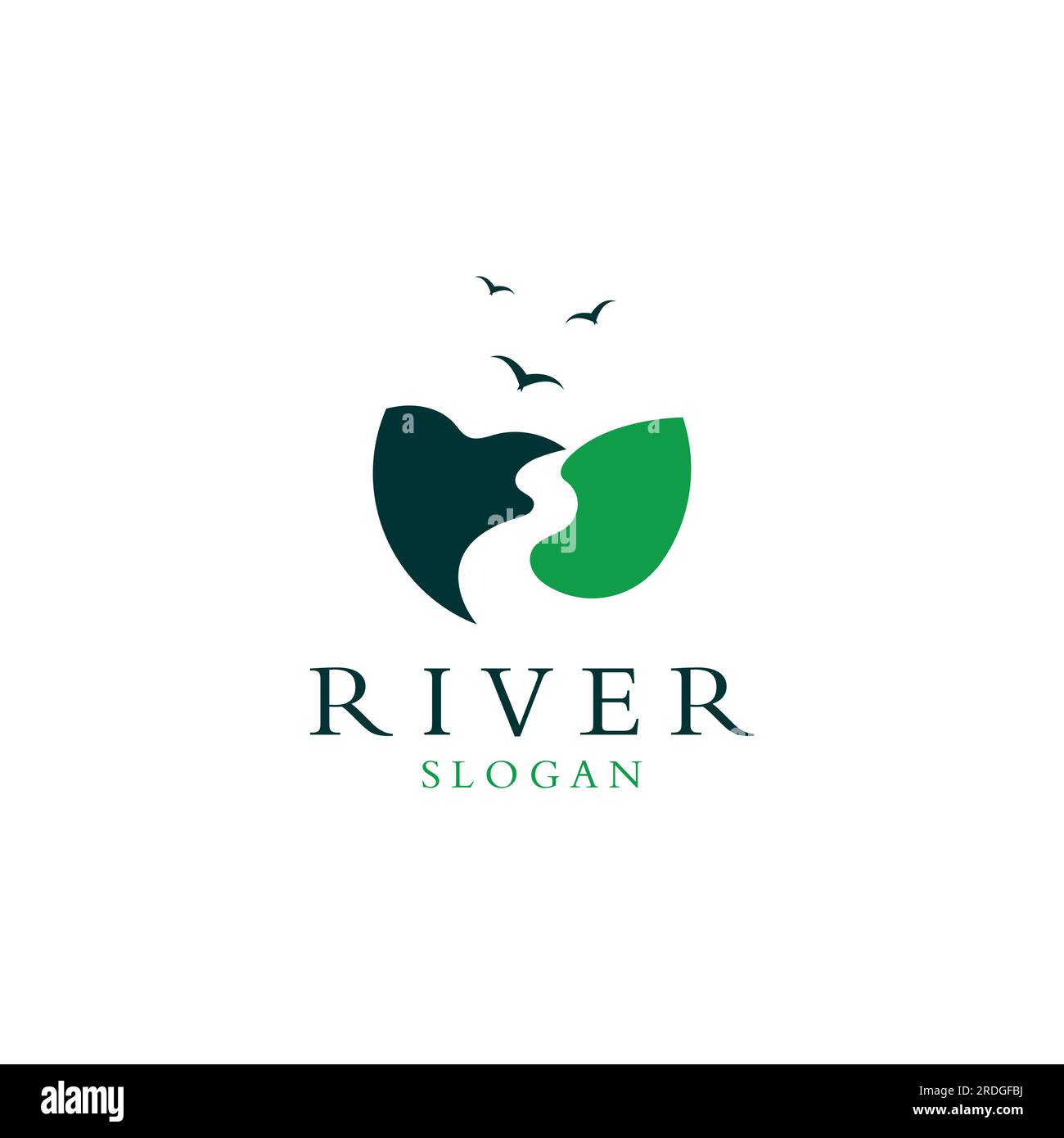 Logos of rivers, creeks, riverbanks and streams. River logo with ...