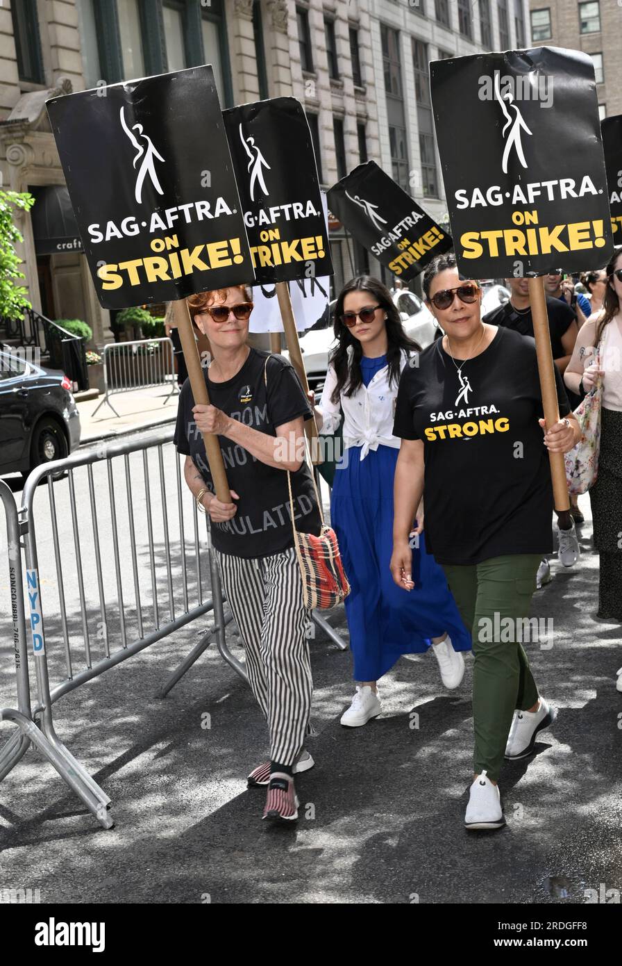 Actor Susan Sarandon, left, and SAG AFTRA New York Vice President Linda ...