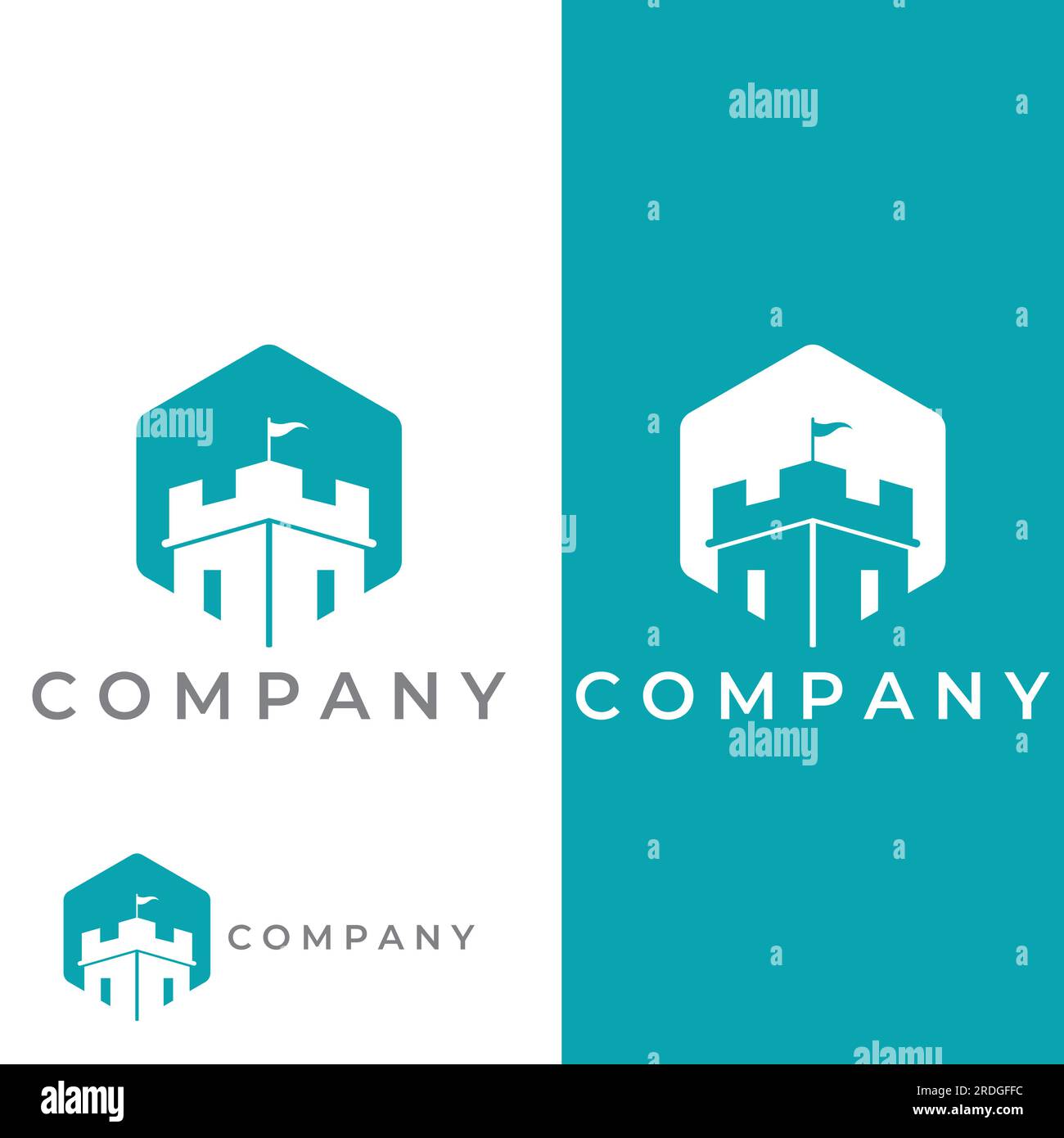 Castle logo silhouette, castle logo with shield combination Stock ...