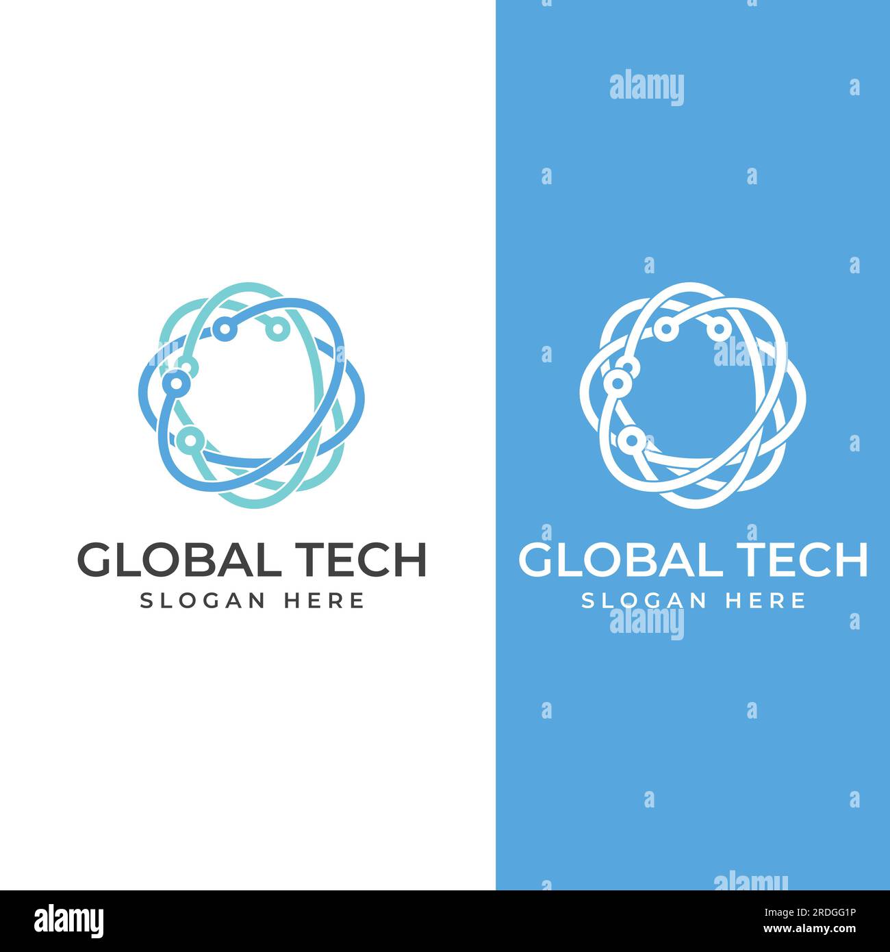 Logo of modern digital tech world, global or tech planet, and digital ...