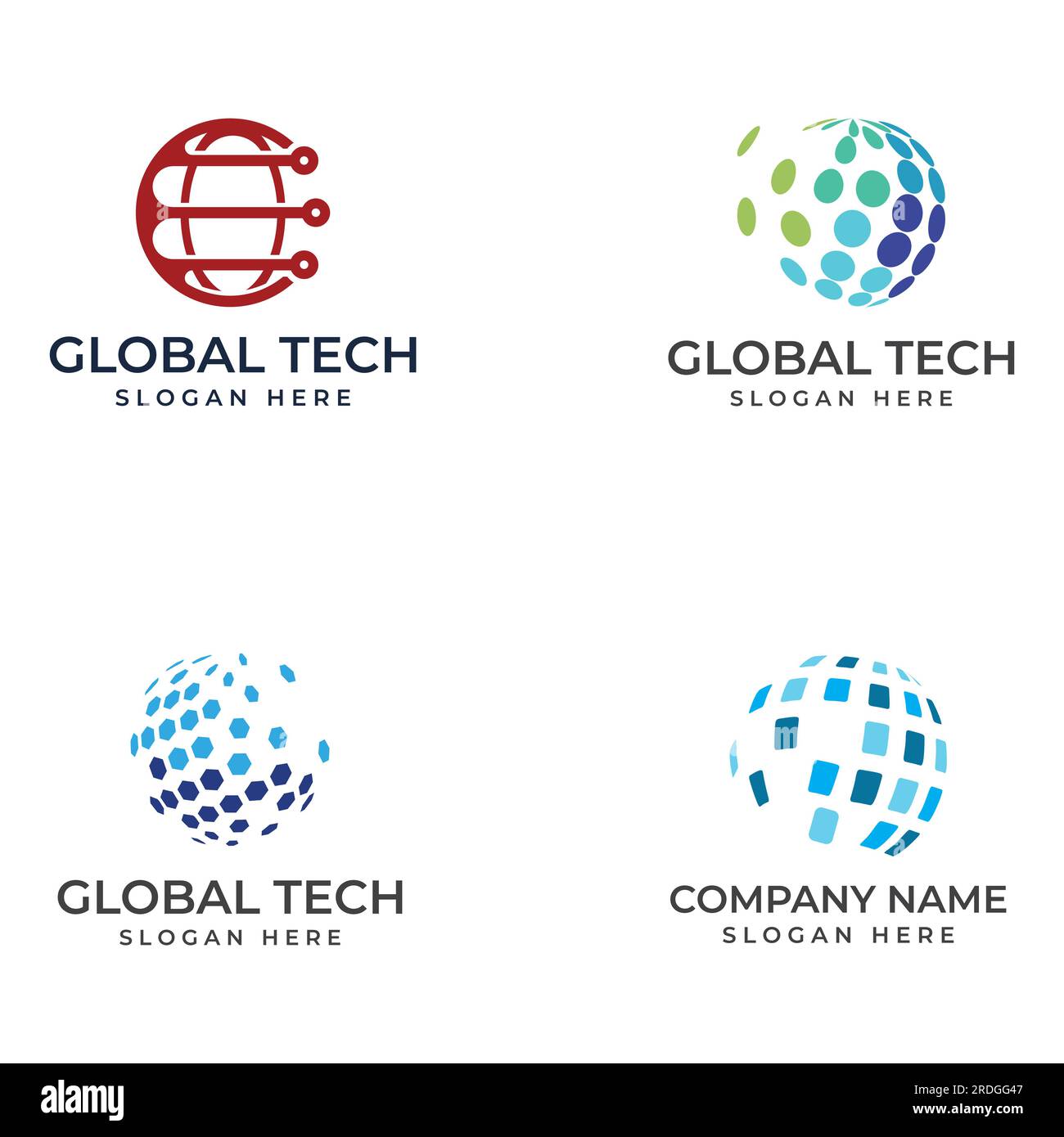 Logo of modern digital tech world, global or tech planet, and digital ...