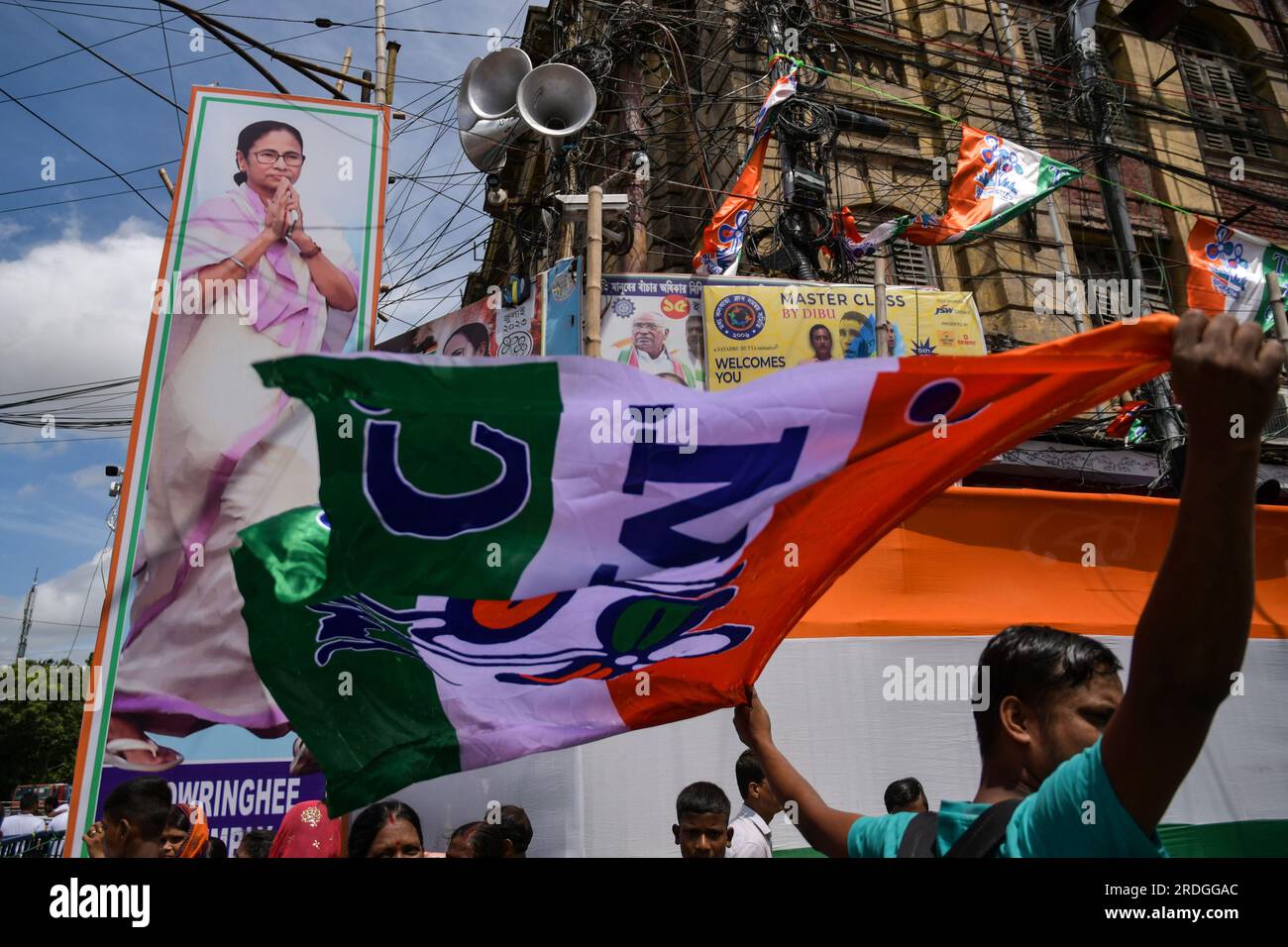 Kolkata, India. 21st July, 2023. Trinamool Congress party supporters ...