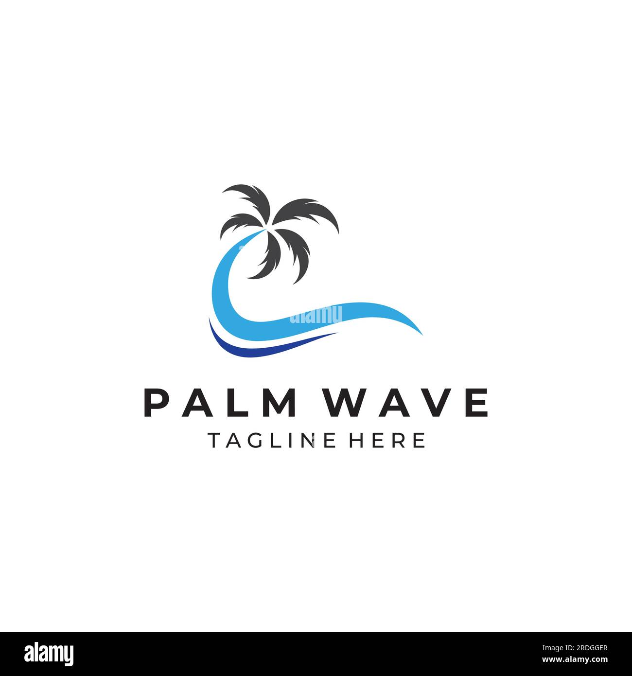 Palm tree logo, palm with waves and sun. Using illustrator editing ...