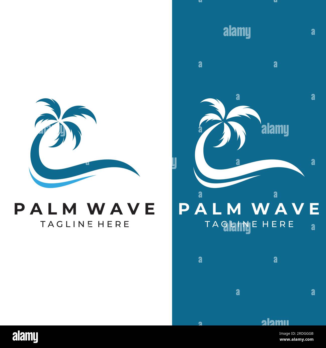 Palm tree logo, palm with waves and sun. Using illustrator editing ...