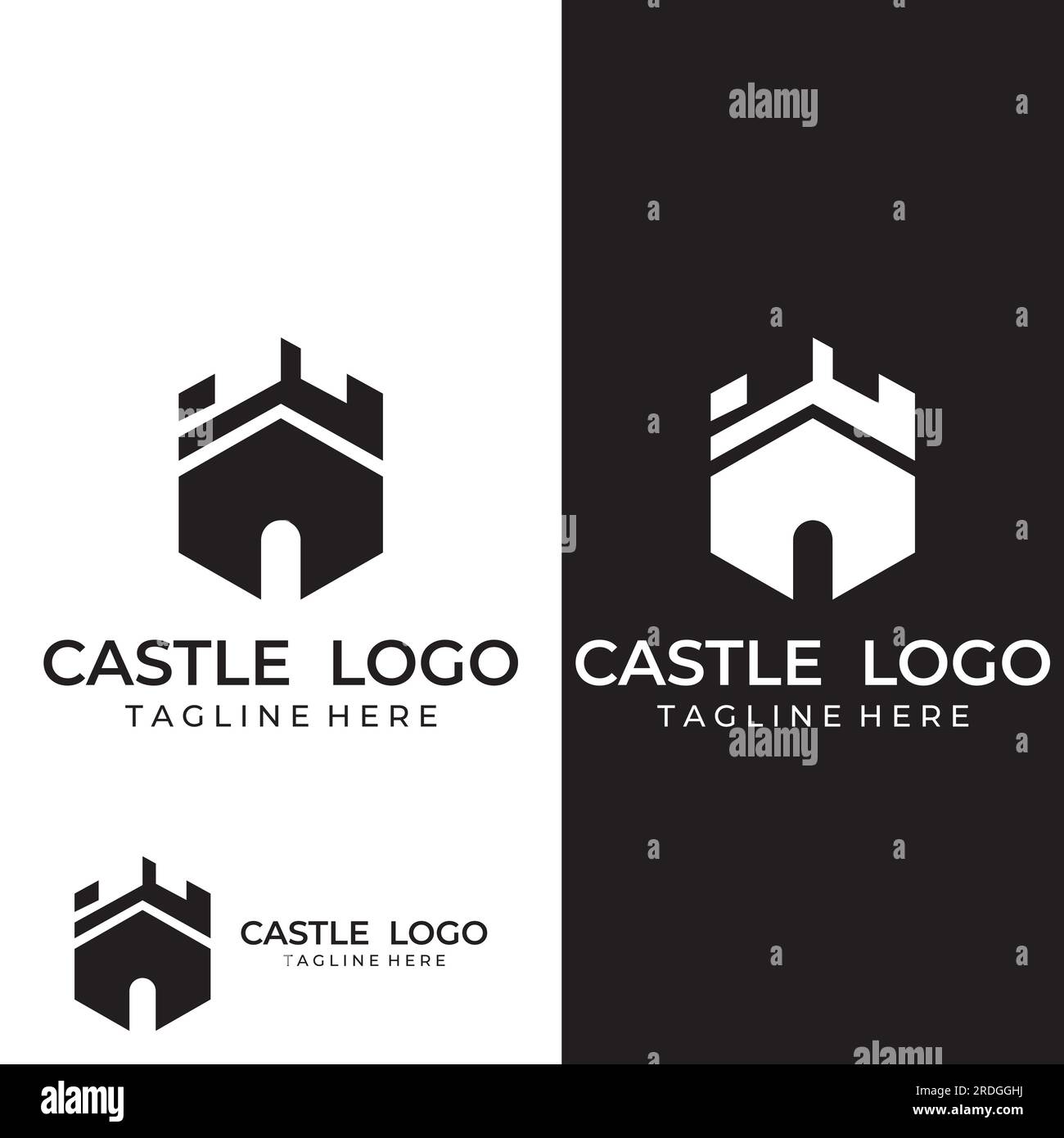 Castle logo silhouette, castle logo with shield combination Stock ...