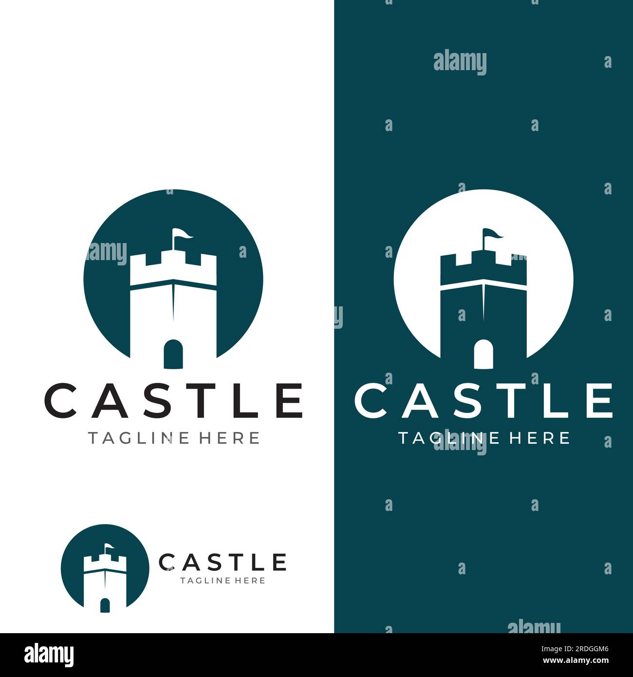 Castle logo silhouette, castle logo with shield combination Stock ...