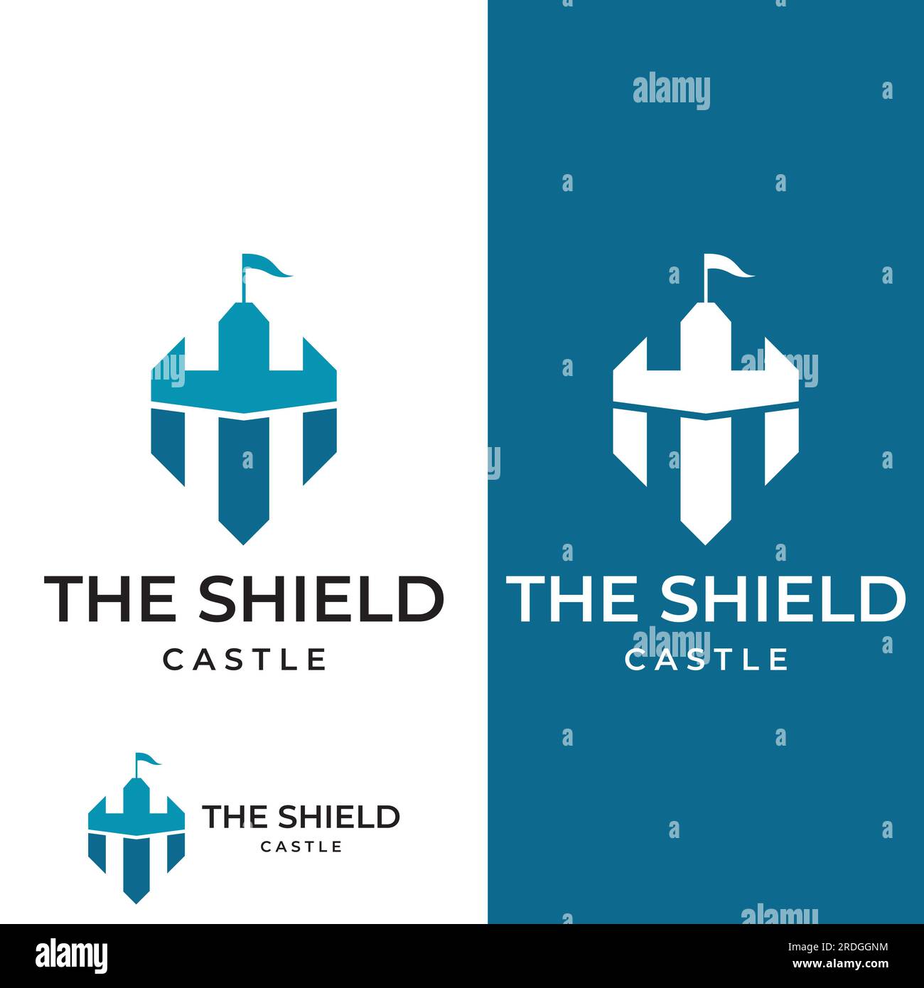 Castle logo silhouette, castle logo with shield combination Stock ...