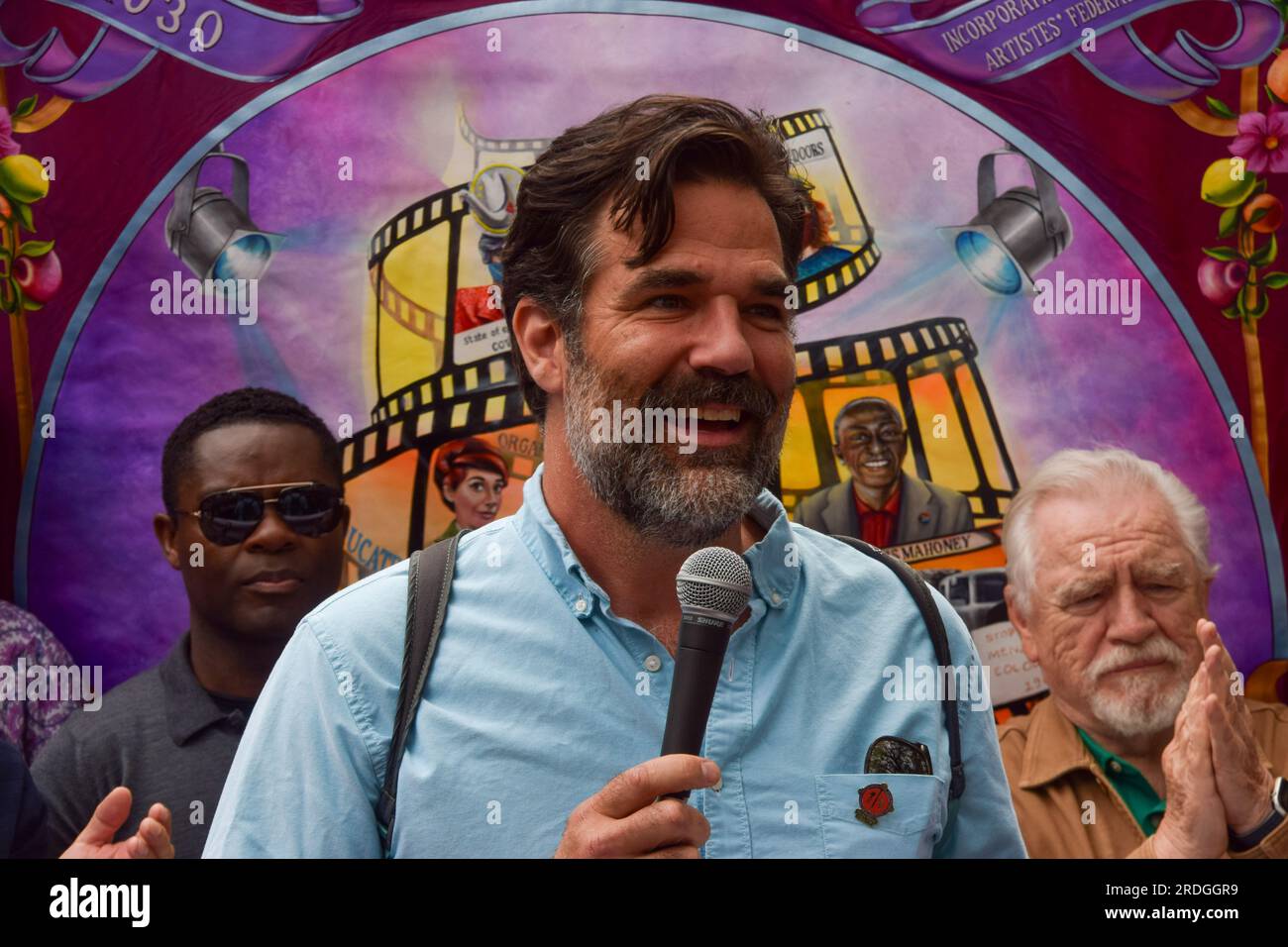 London, UK. 21st July 2023. Actor Rob Delaney gives a speech as ...