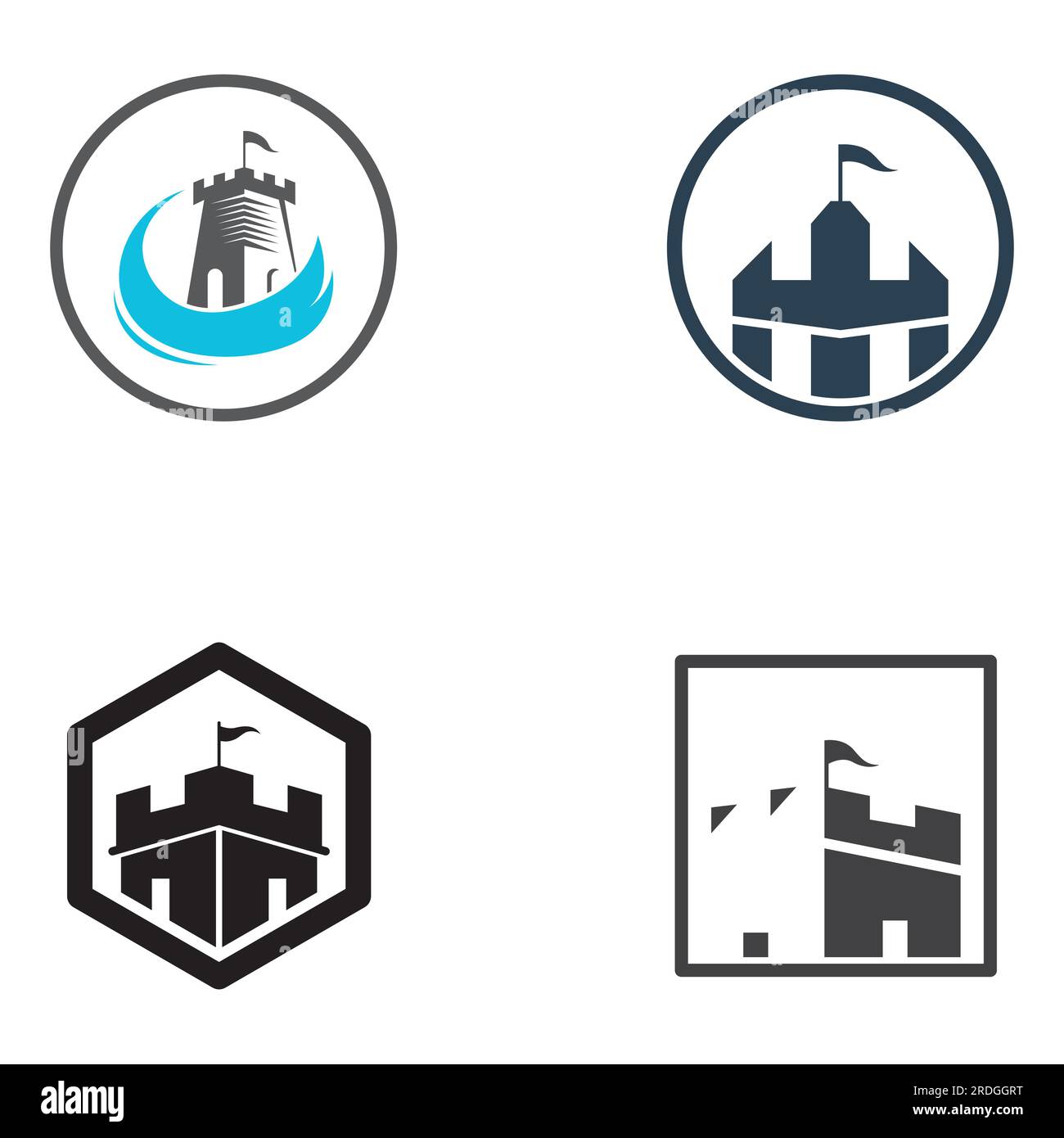 Castle logo silhouette, castle logo with shield combination Stock ...