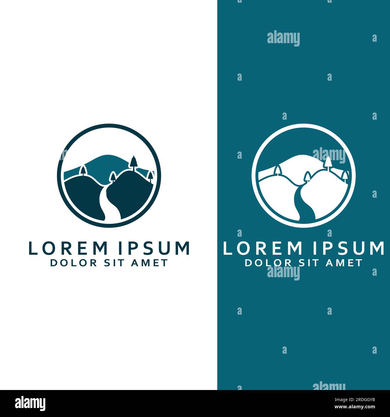 Logos of rivers, creeks, riverbanks and streams. River logo with ...