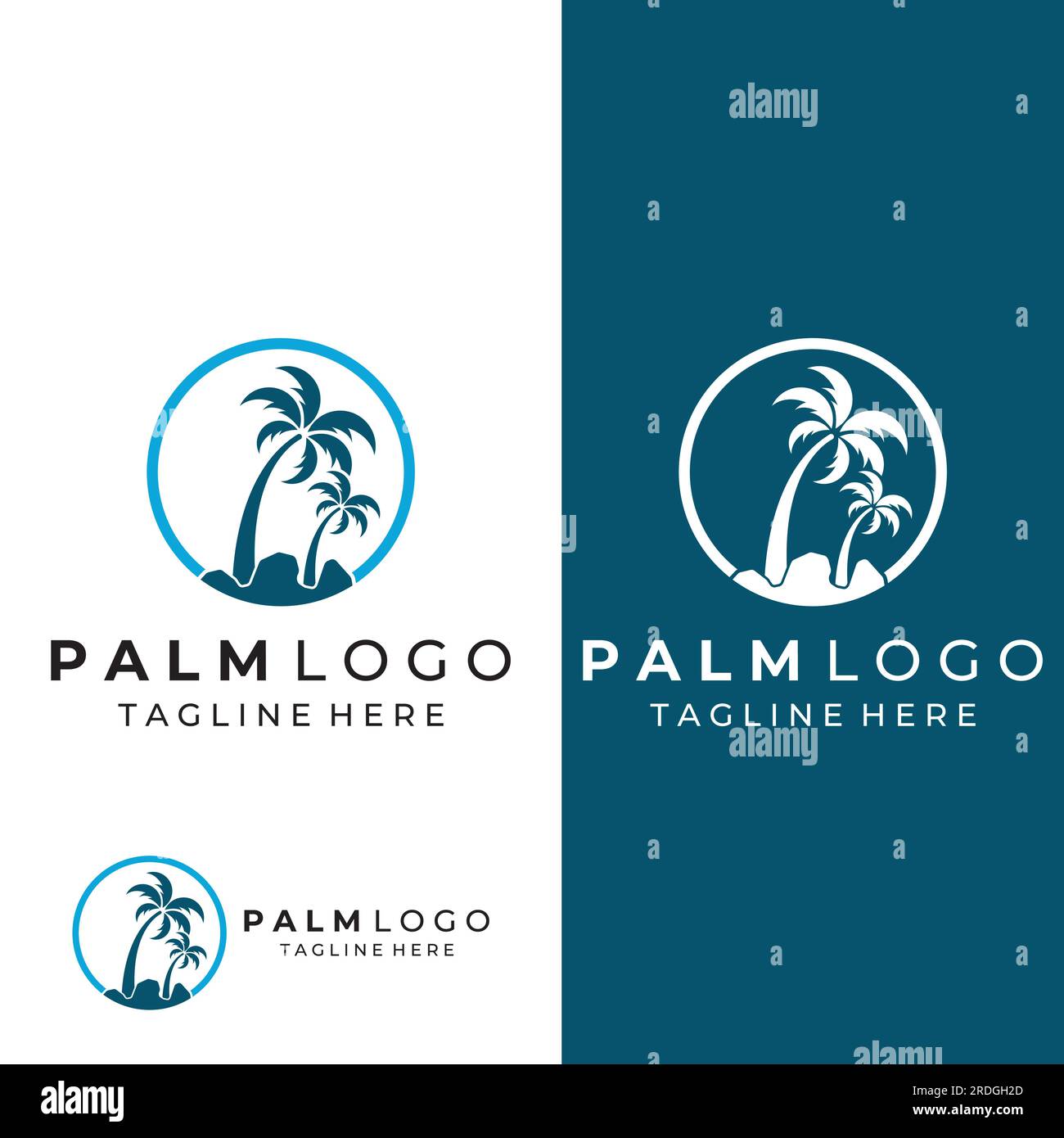 Palm tree logo, palm with waves and sun. Using illustrator editing ...