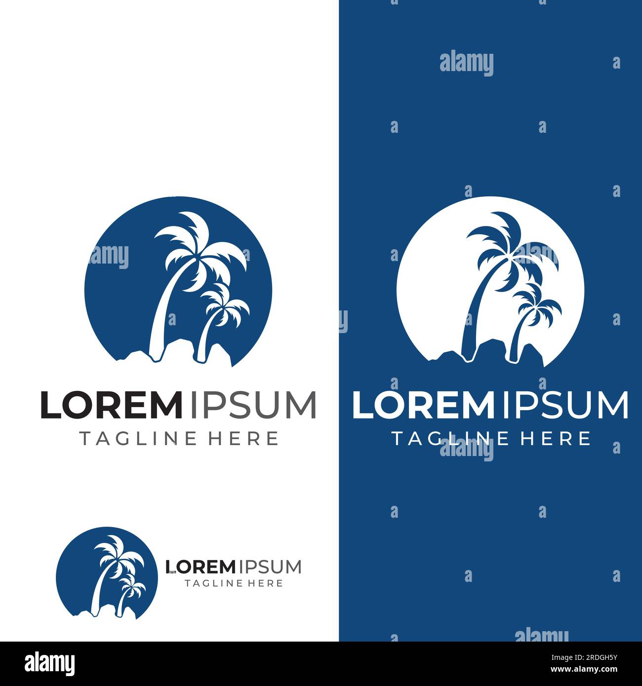 Palm tree logo, palm with waves and sun. Using illustrator editing ...