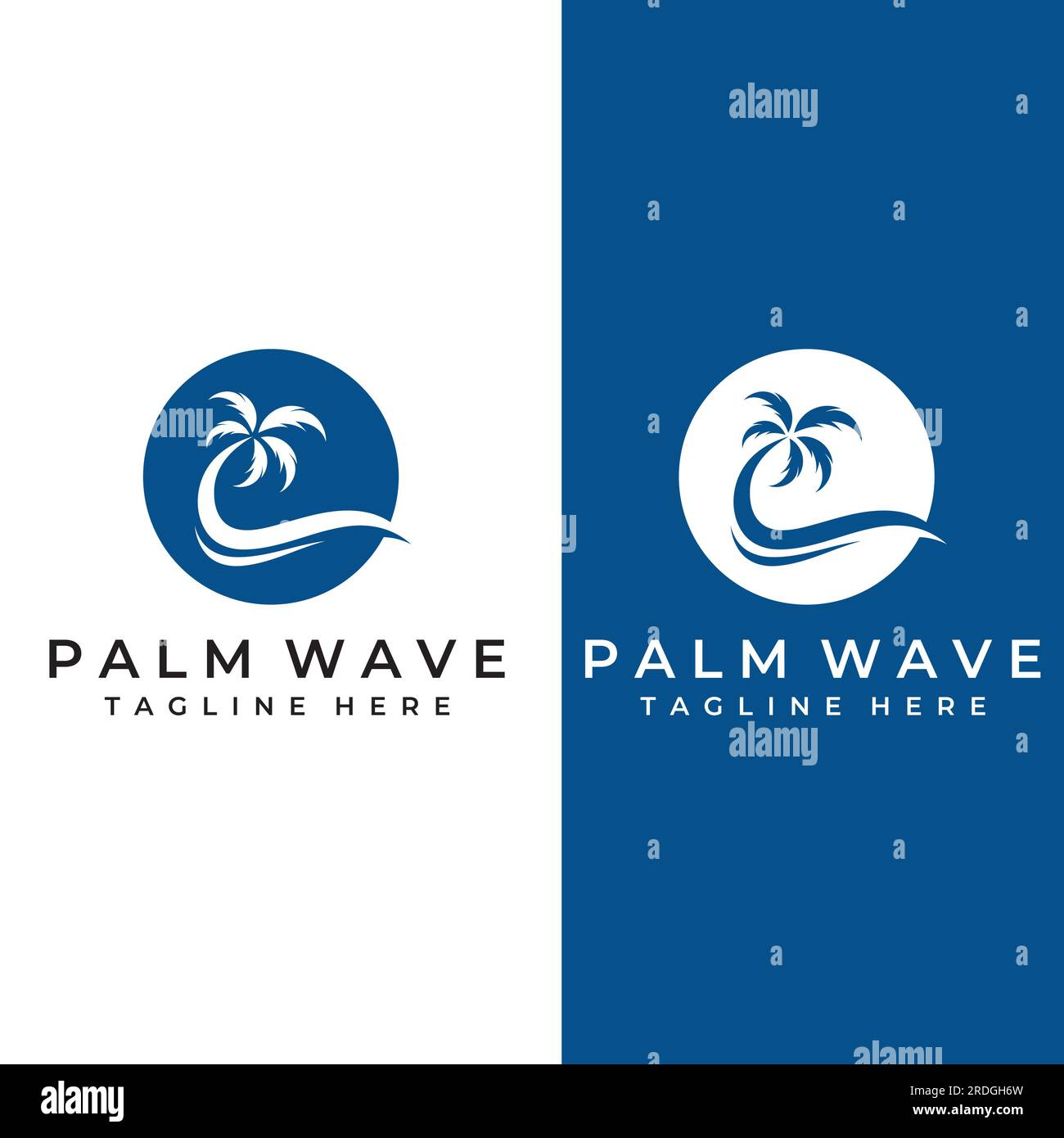 Palm tree logo, palm with waves and sun. Using illustrator editing ...