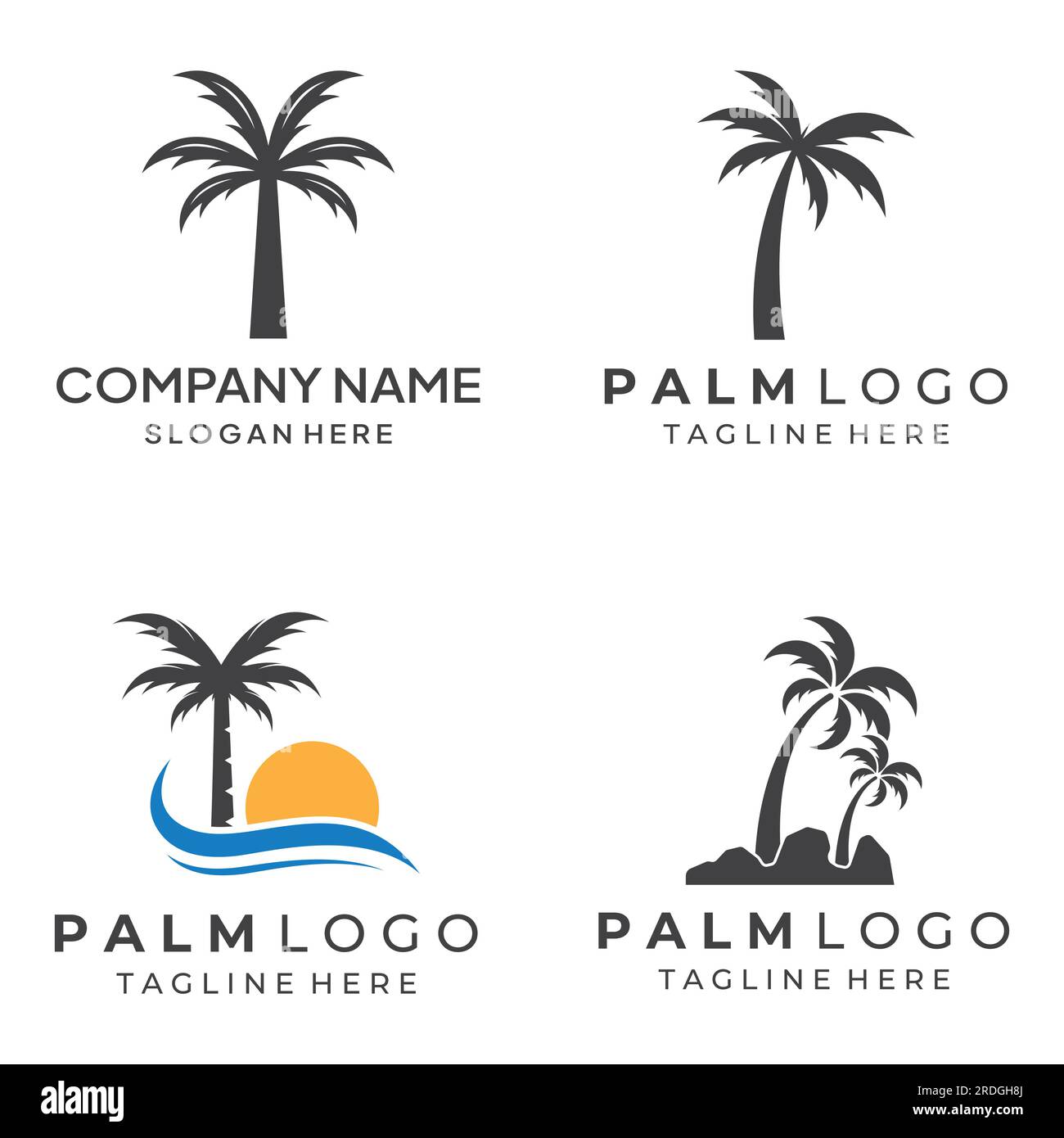 Palm tree logo, palm with waves and sun. Using illustrator editing ...