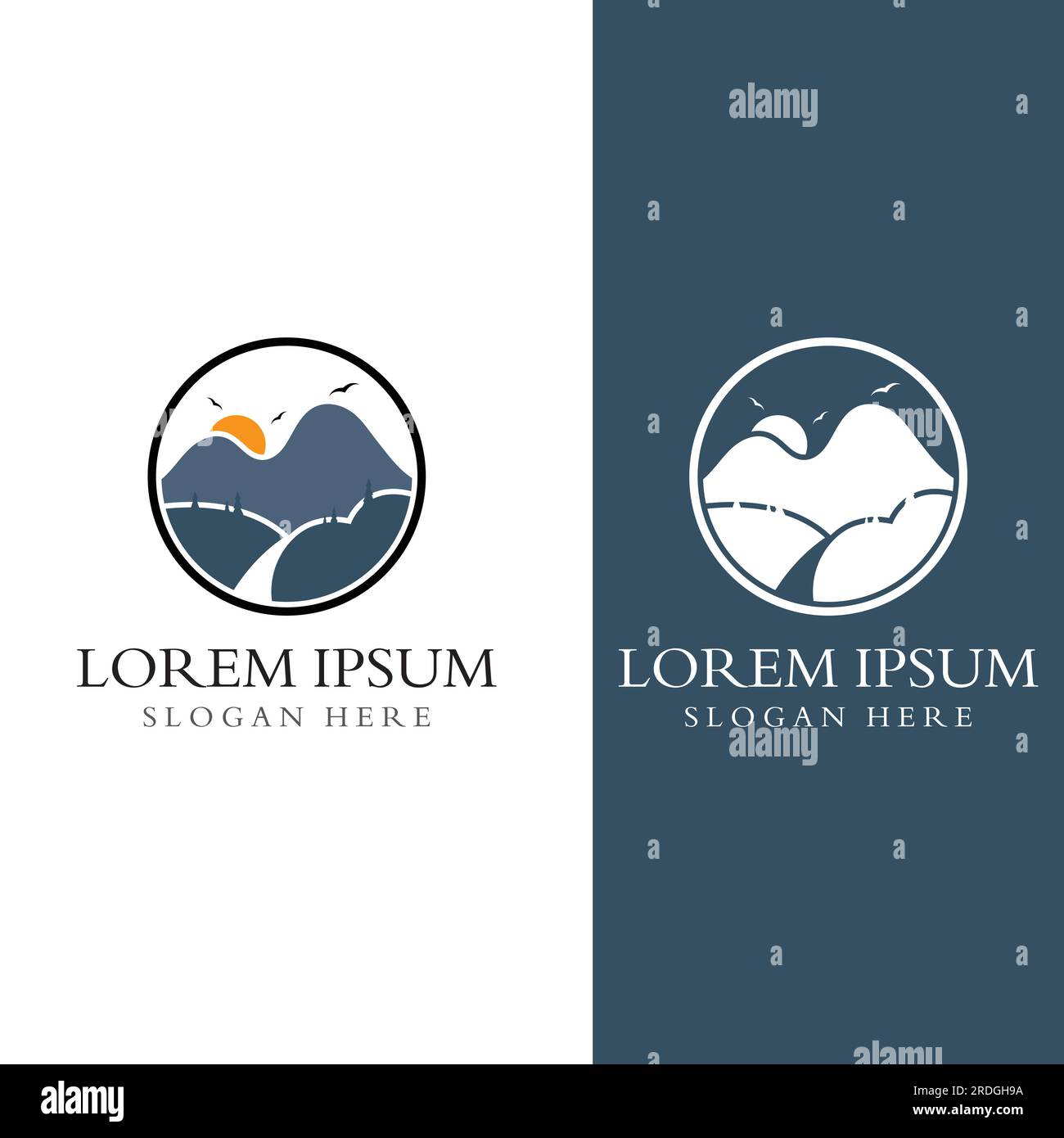 Logos of rivers, creeks, riverbanks and streams. River logo with ...
