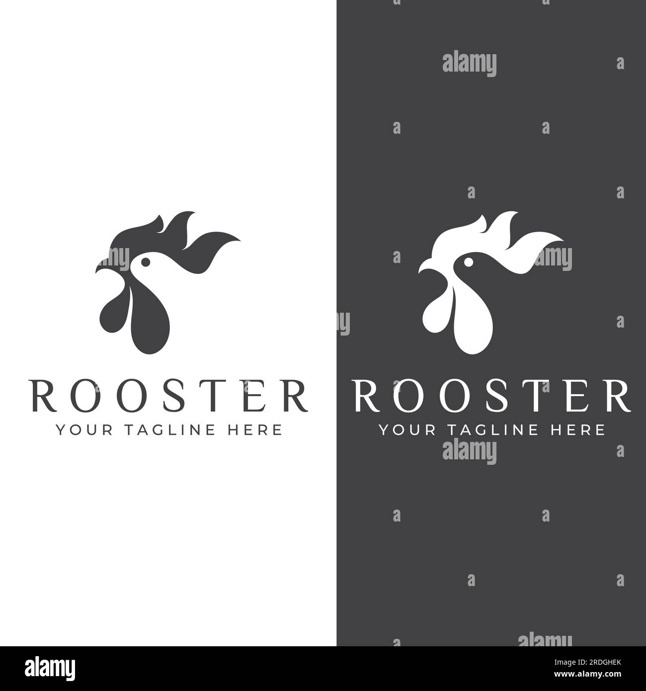 Chicken logo, rooster head logo with fish combination. The chicken logo ...