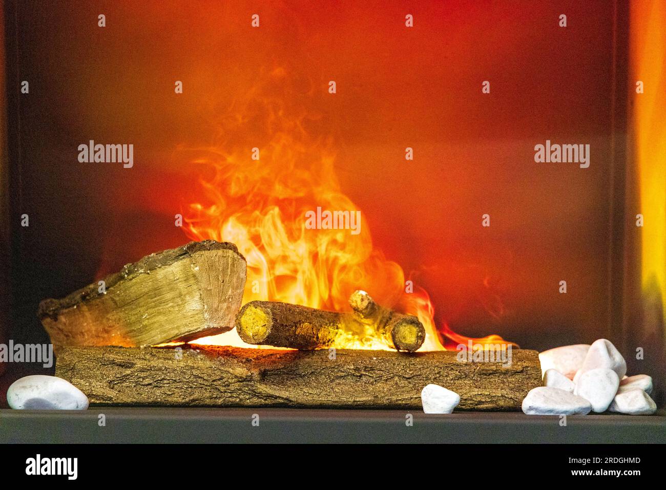 Artificial Square Fireplace With Ceramic Log Wood Effects in Modern ...