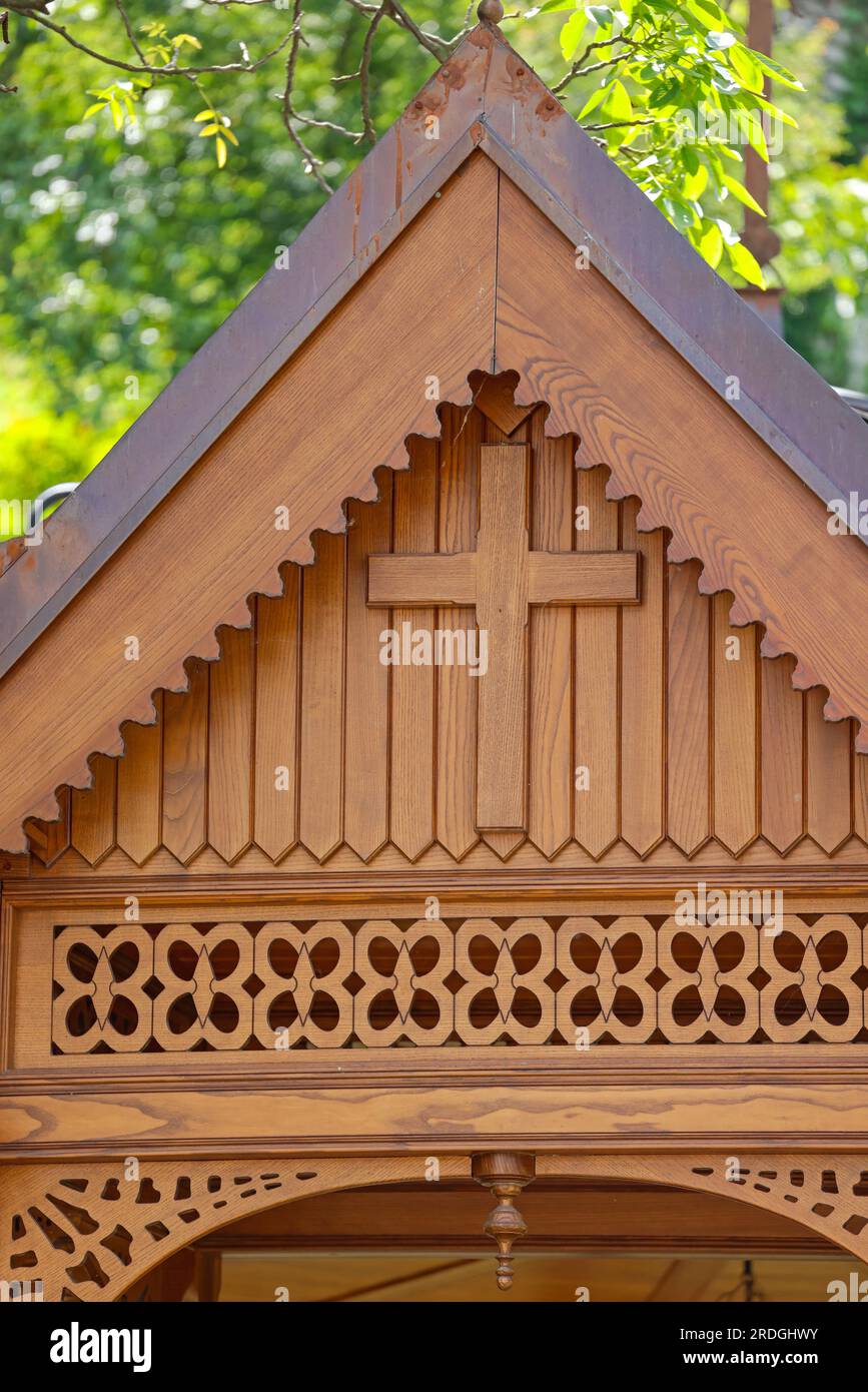 Engraved Wooden Cross at Monastery Building Structure Rakovica Stock ...