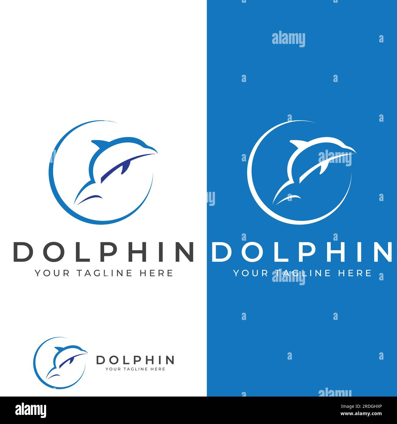 Dolphin logo. Dolphins jump on the waves of the sea or the beach Stock ...