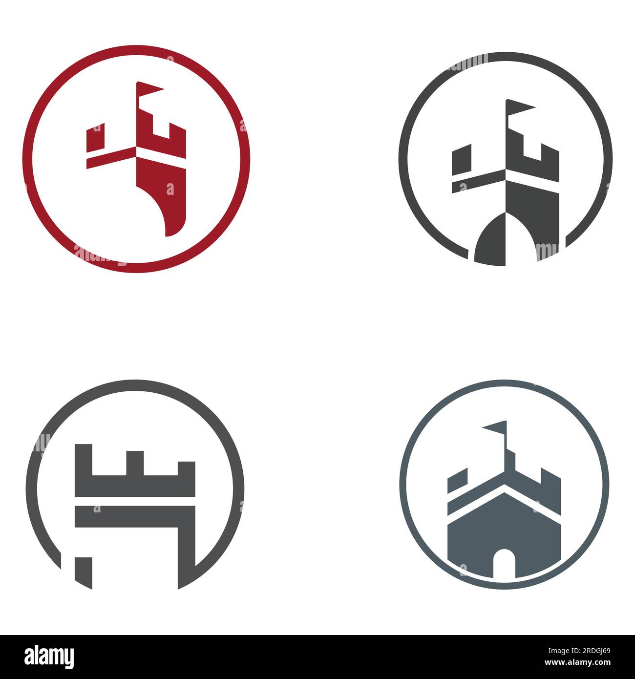 Castle logo silhouette, castle logo with shield combination Stock ...