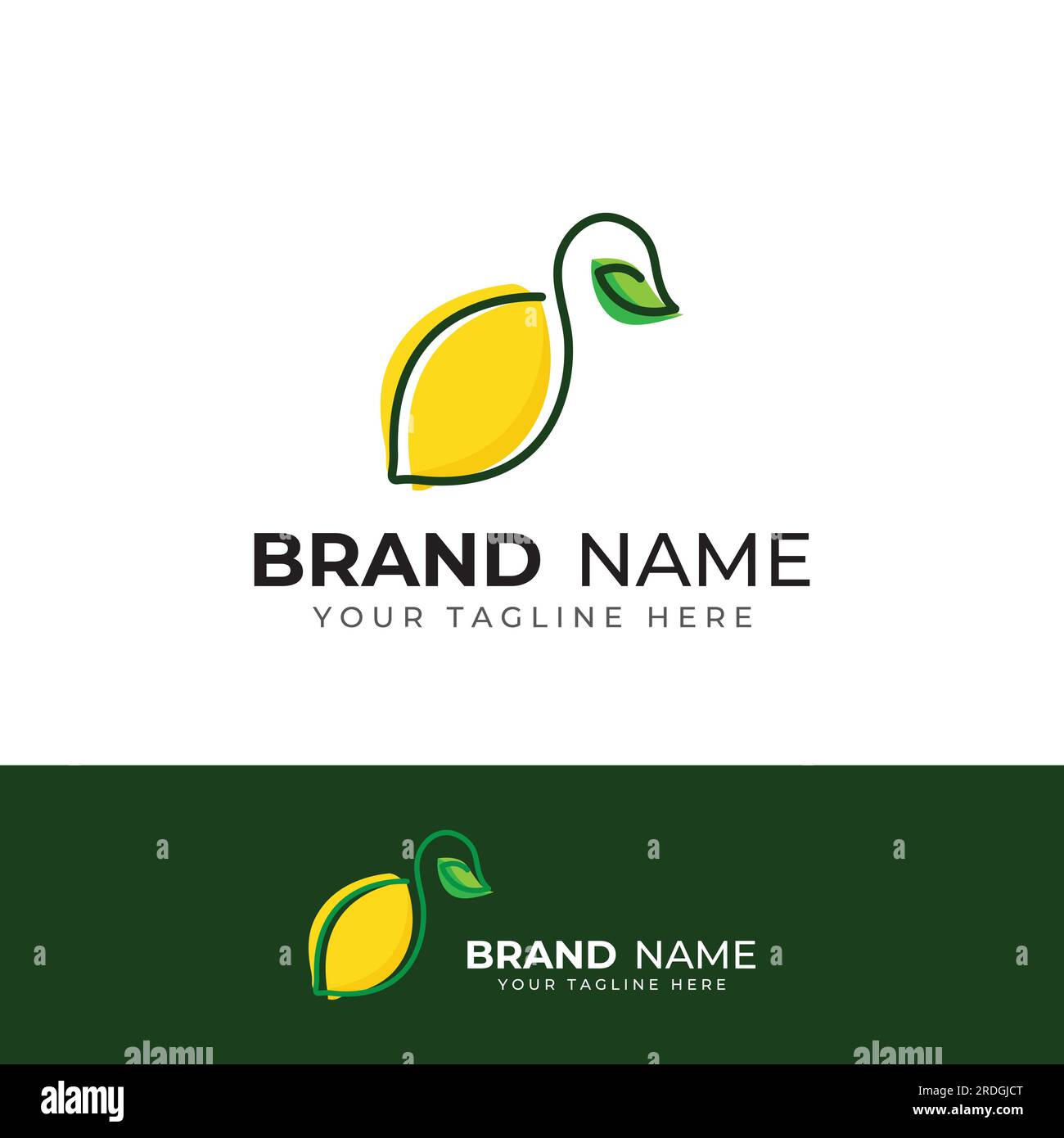 Fresh lemon fruit logo with leaves and fresh drink of lemon fruit ...