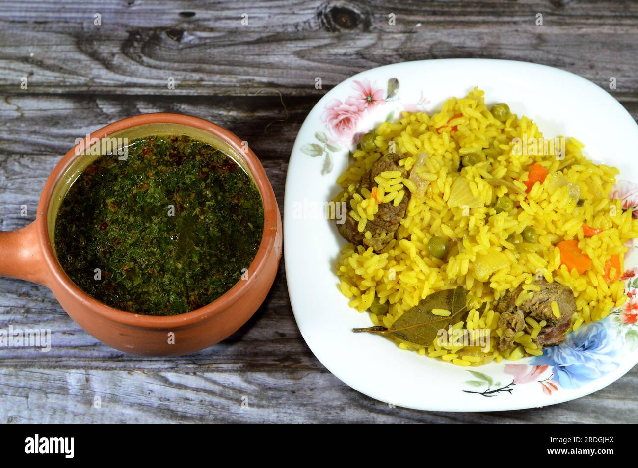 long grain yellow Basmati rice with vegetables peas, carrots, sliced ...