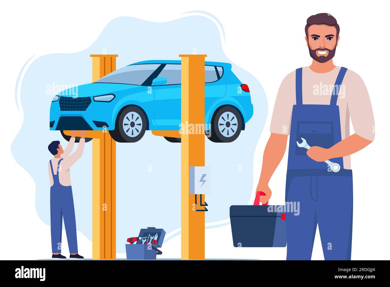 Male mechanic working on car Stock Vector Images - Alamy