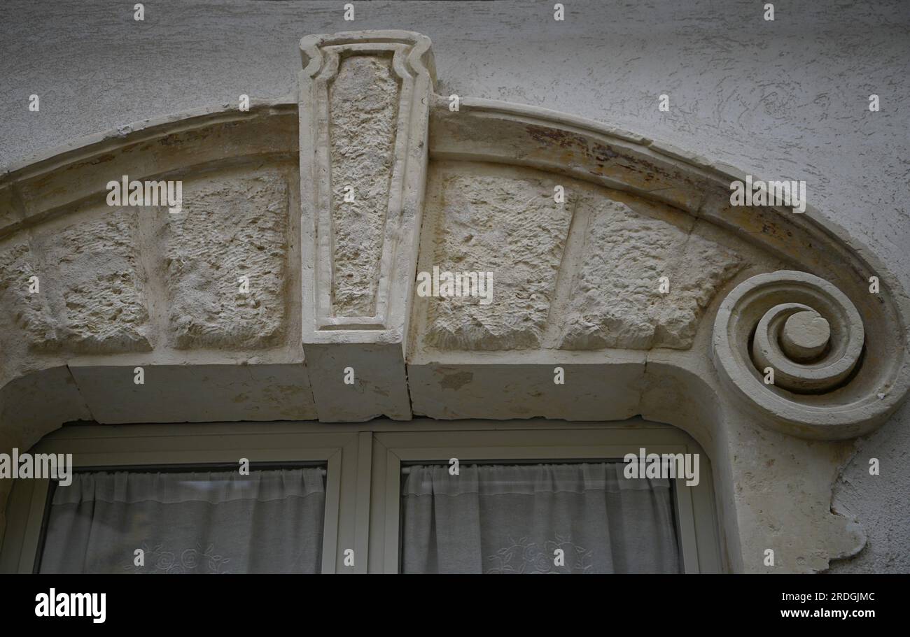 Antique Rococo style window plaster work detail in Noto Sicily, Italy ...