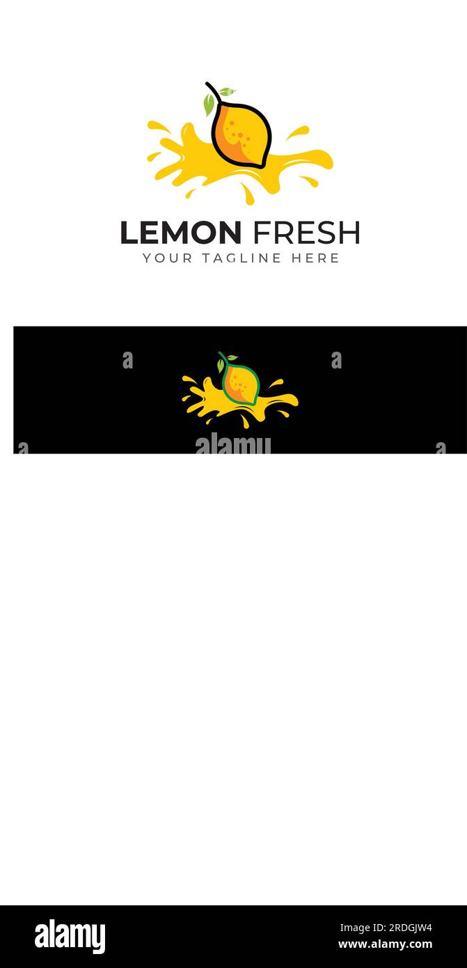 Fresh lemon fruit logo with leaves and fresh drink of lemon fruit ...