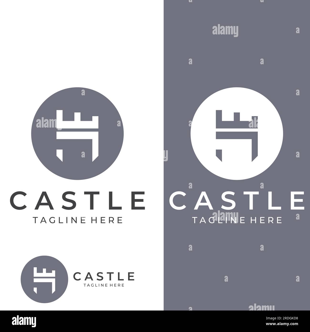 Castle logo silhouette, castle logo with shield combination Stock ...