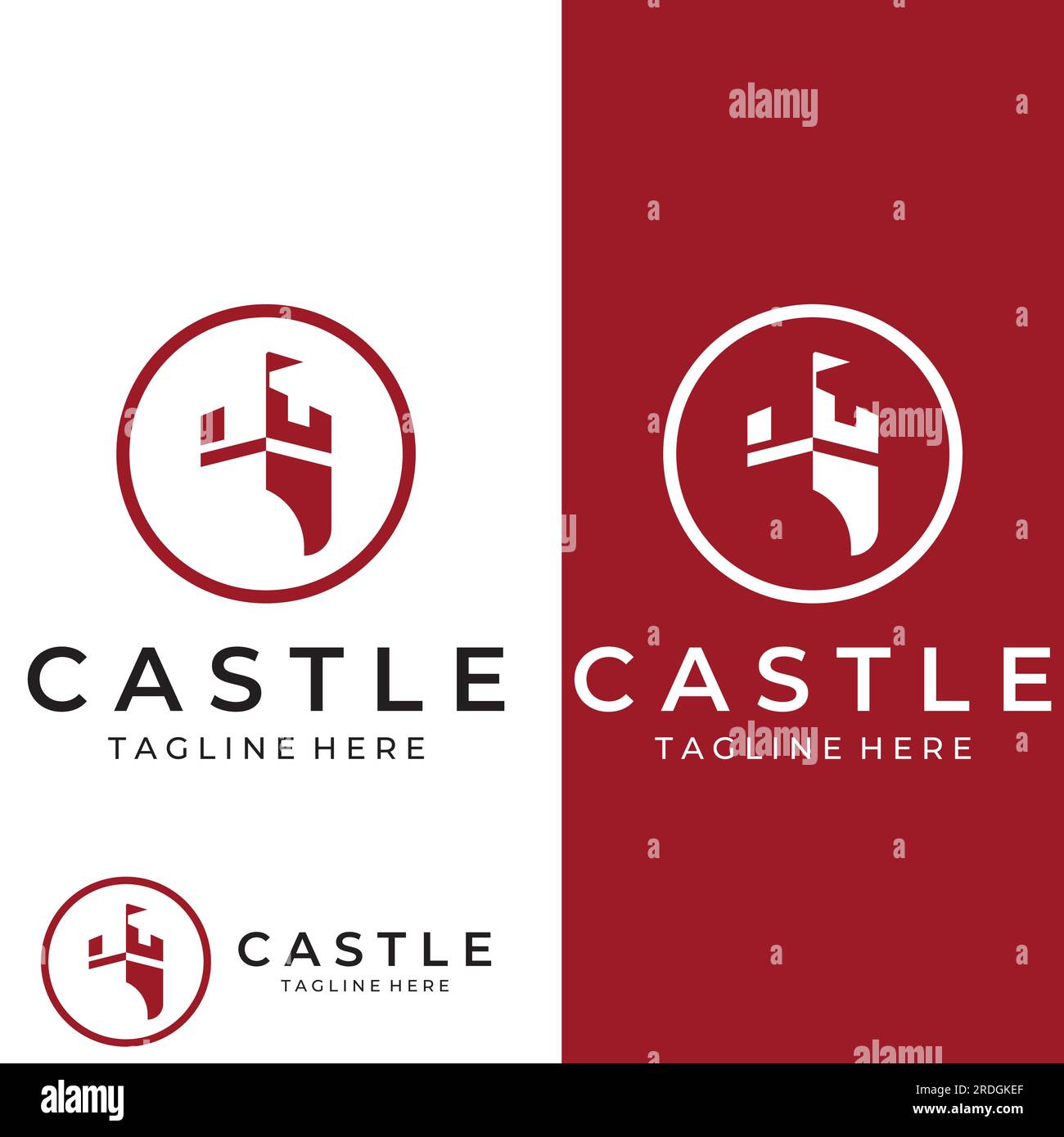 Castle logo silhouette, castle logo with shield combination Stock ...