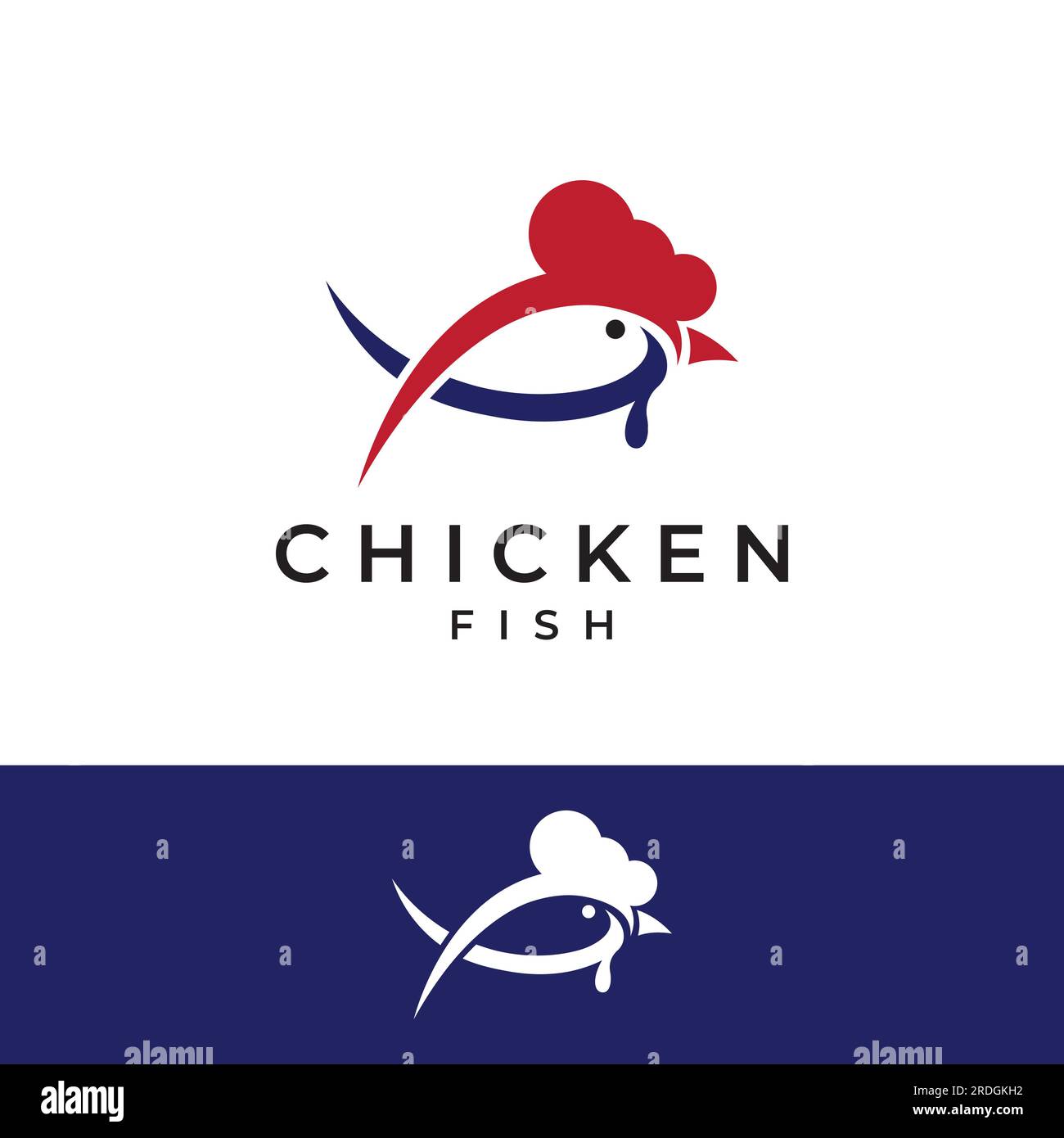 Chicken logo, rooster head logo with fish combination. The chicken logo ...