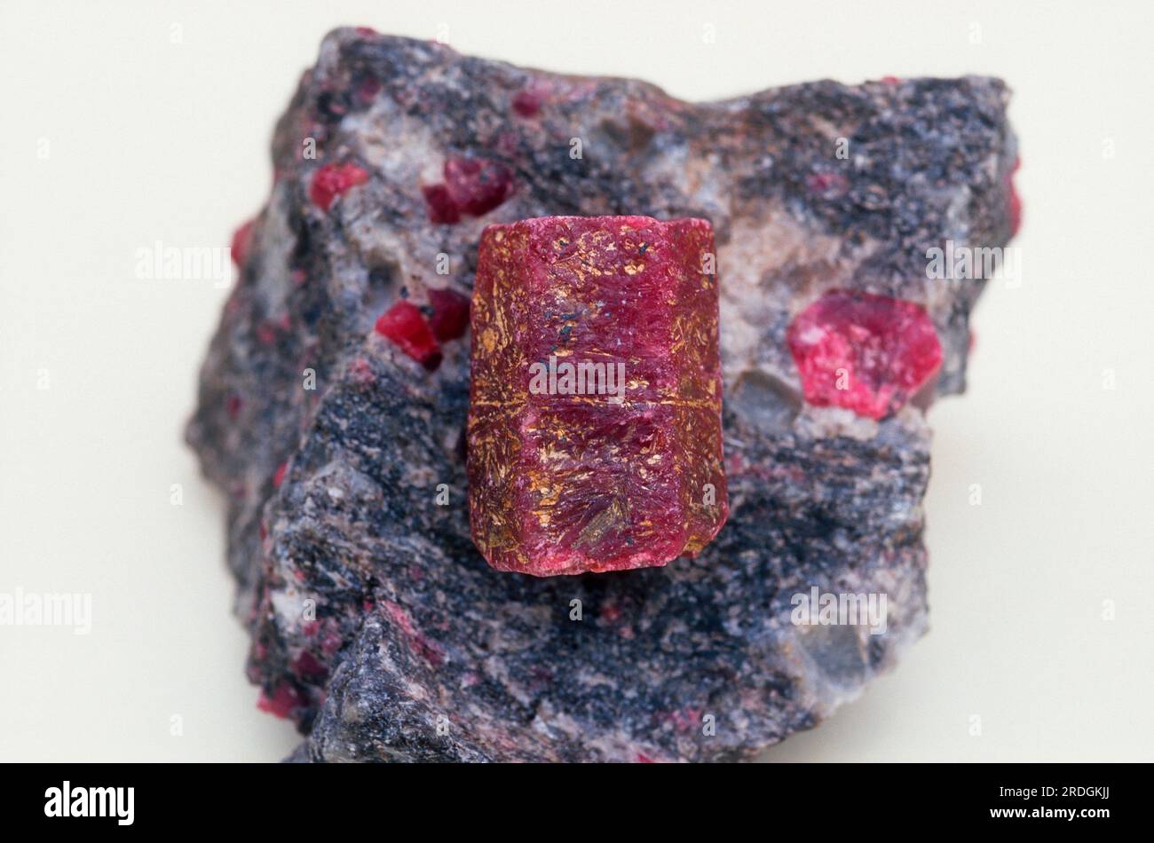 Red corundum crystal or ruby. Ruby is an aluminum oxide with traces of ...