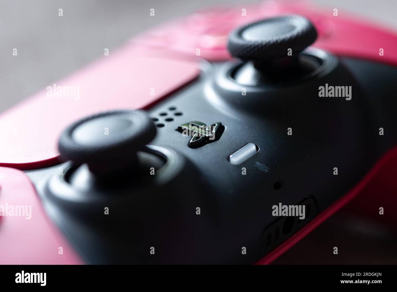 Brecht, Belgium - 14 july 2023: A close up portrait of the playstation ...