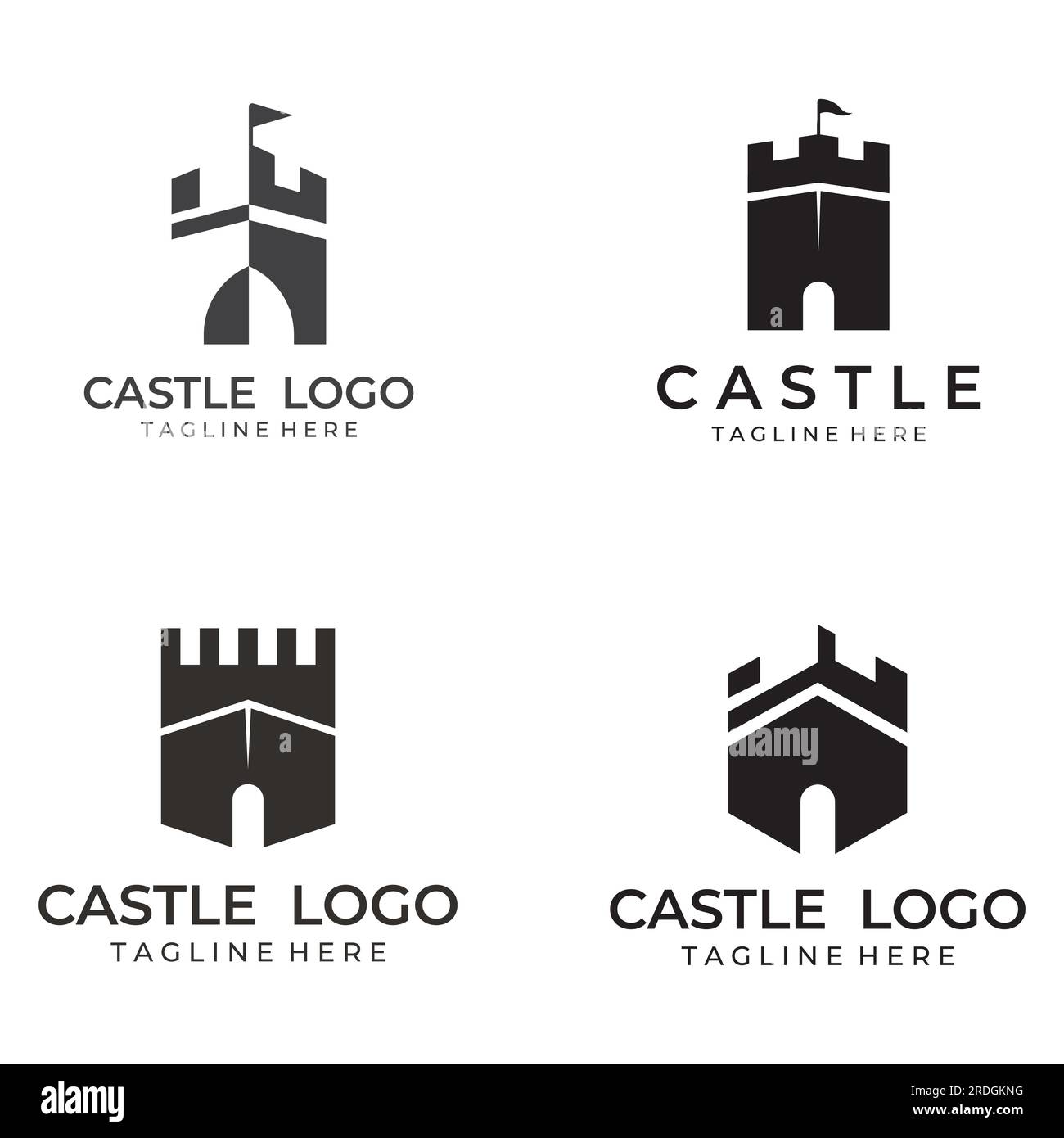 Castle logo silhouette, castle logo with shield combination Stock ...