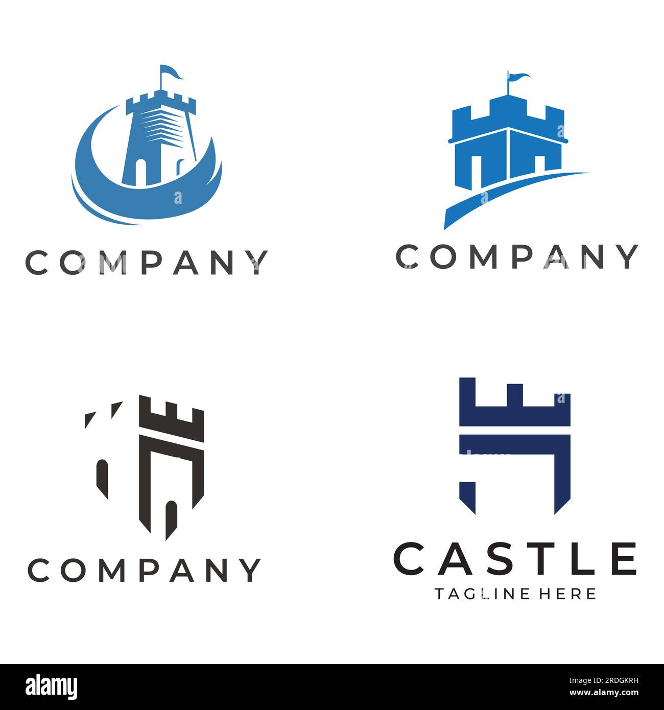 Castle logo silhouette, castle logo with shield combination Stock ...